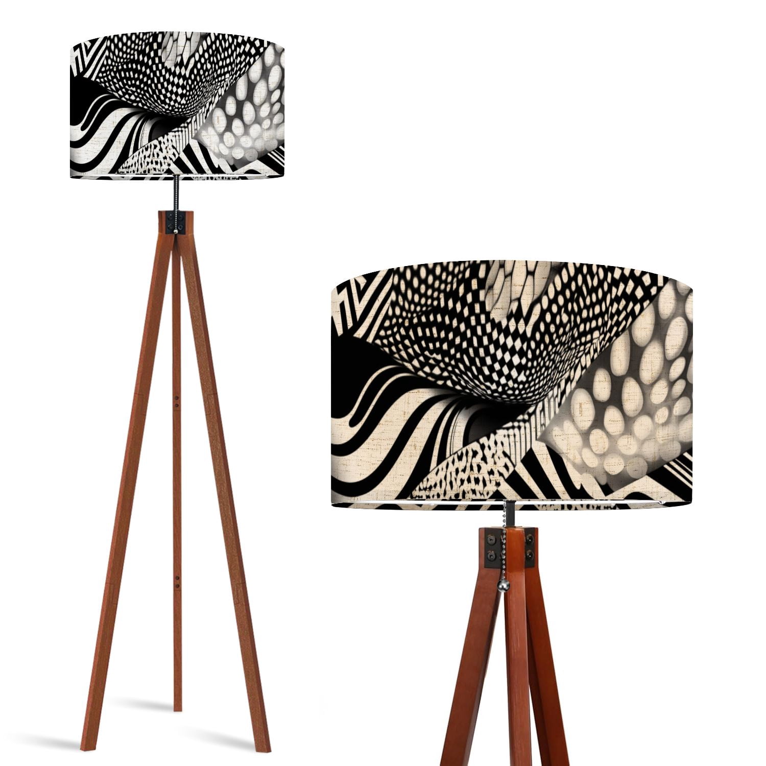 Wood Tripod Floor Lamp, Mid Century Wood Standing Lamp with 3 Color ...