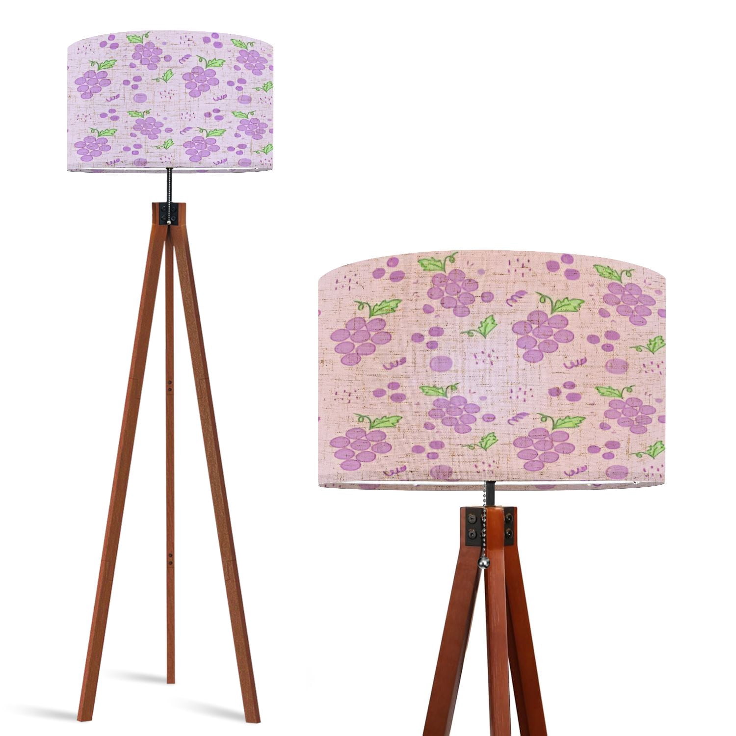 Wood Tripod Floor Lamp, Mid Century Wood Standing Lamp with 3 Color ...