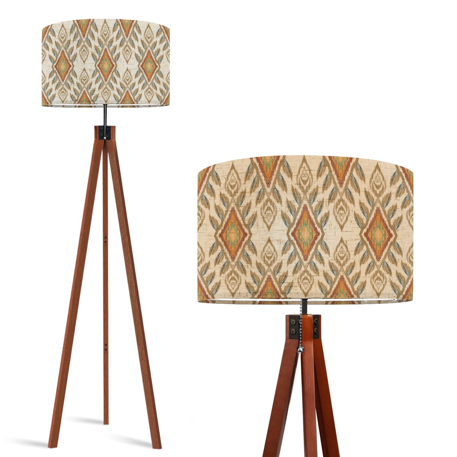 Wood Tripod Floor Lamp, Mid Century Wood Standing Lamp with 3 Color ...