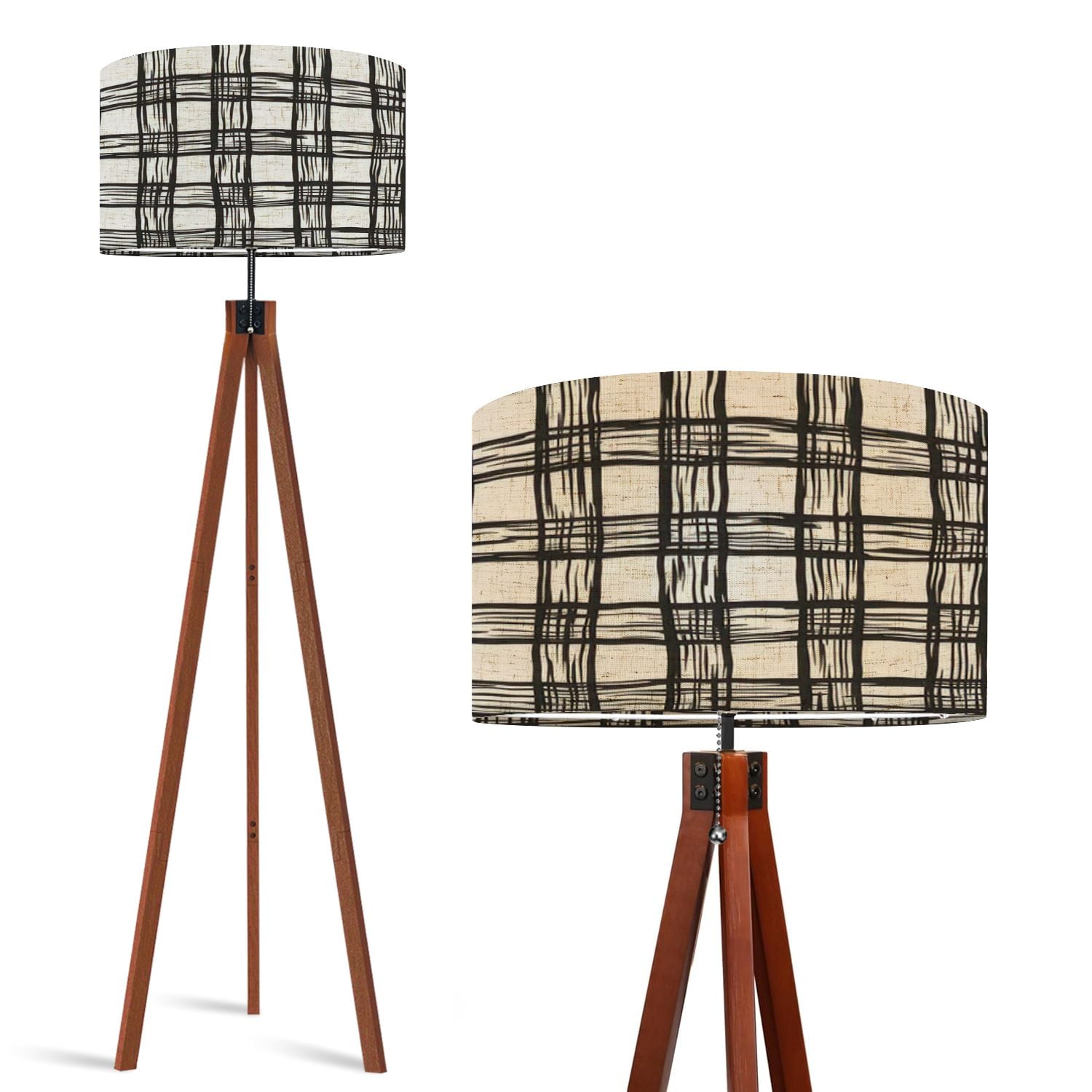 Wood Tripod Floor Lamp, Mid Century Wood Standing Lamp with 3 Color ...