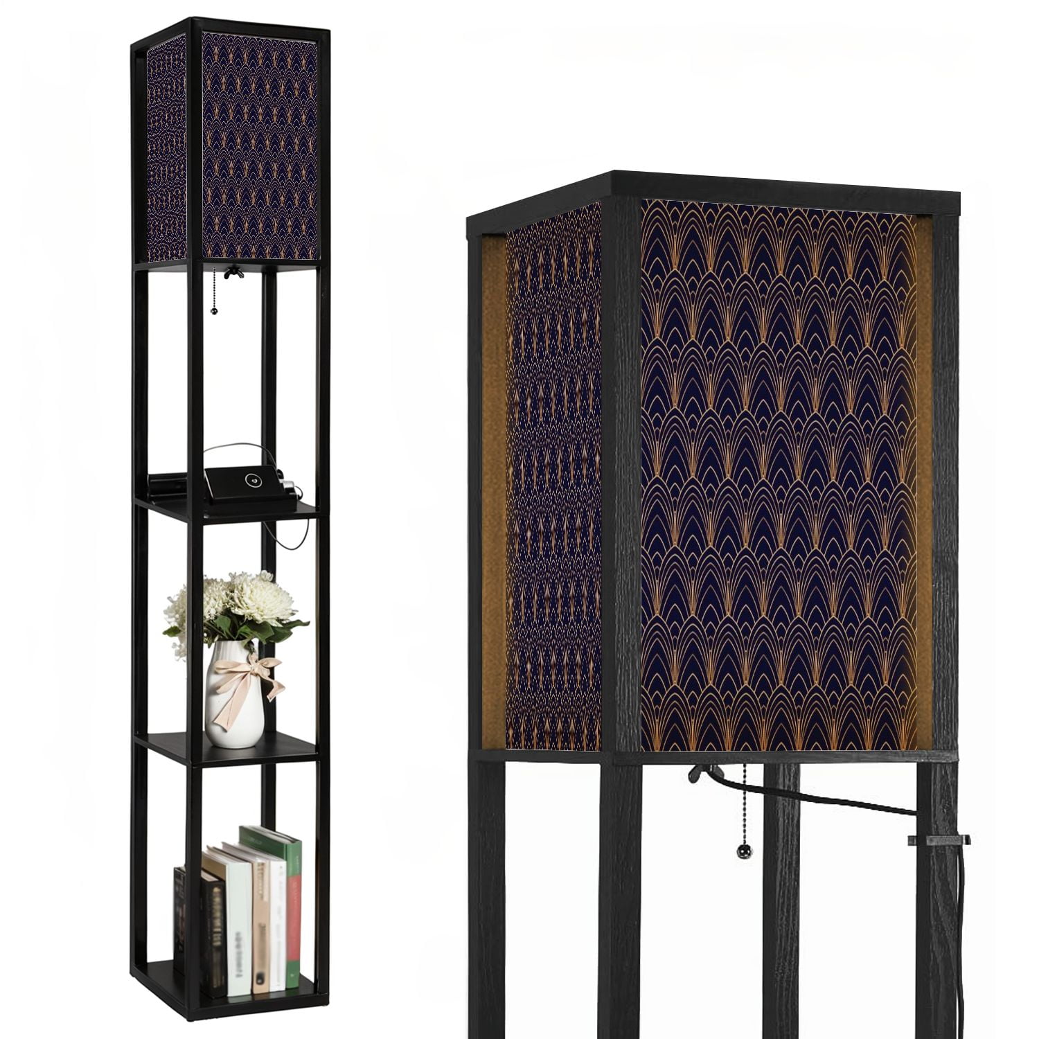 Wood Tripod Floor Lamp, Mid Century Wood Standing Lamp with 3 Color ...