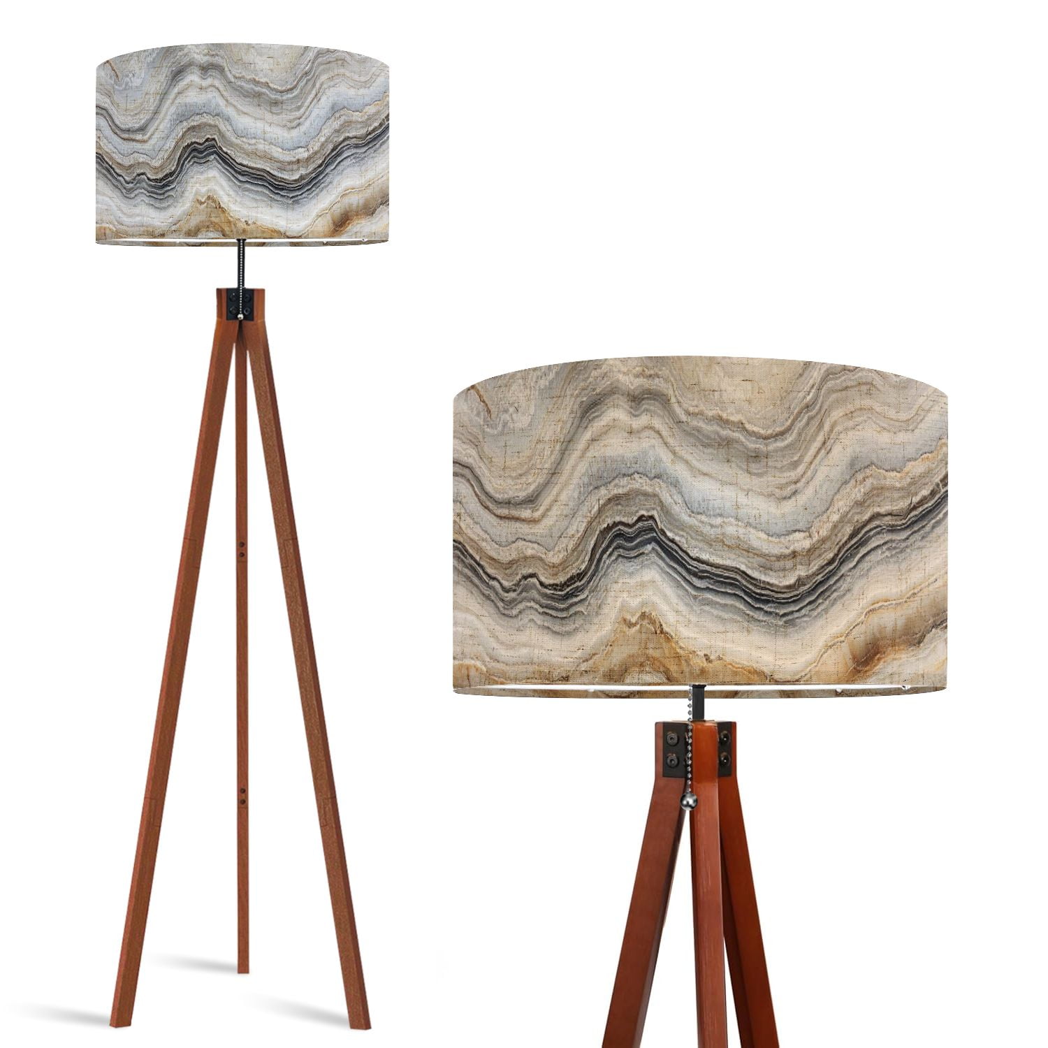 Wood Tripod Floor Lamp, Mid Century Wood Standing Lamp with 3 Color ...