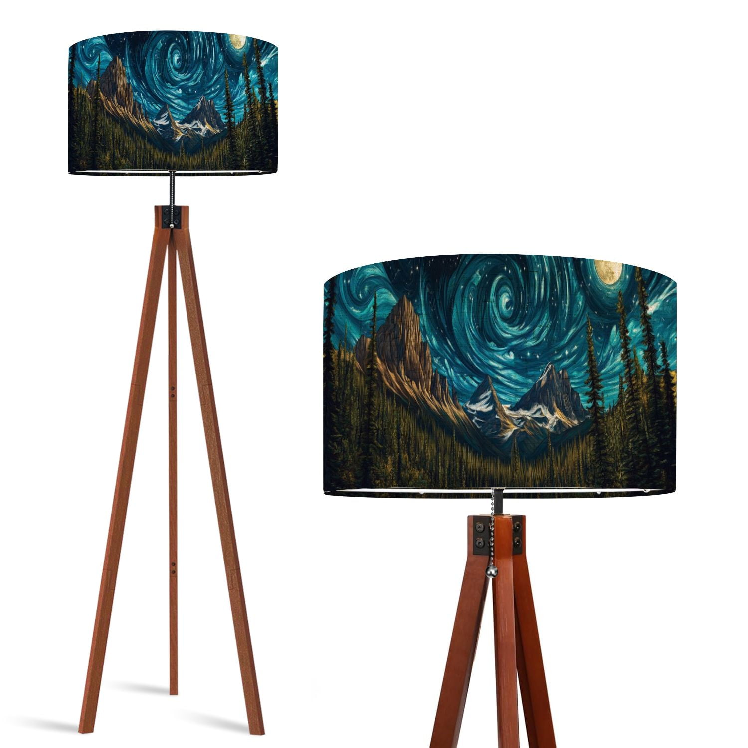 Wood Tripod Floor Lamp, Mid Century Wood Standing Lamp with 3 Color ...