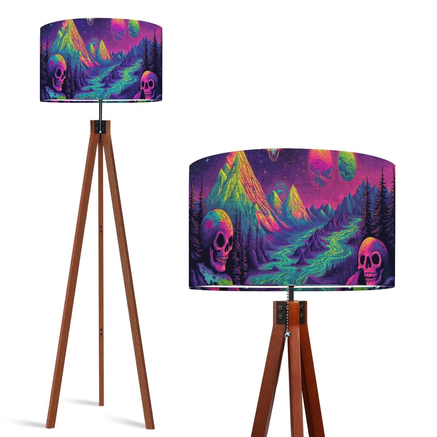 Wood Tripod Floor Lamp, Mid Century Wood Standing Lamp with 3 Color ...