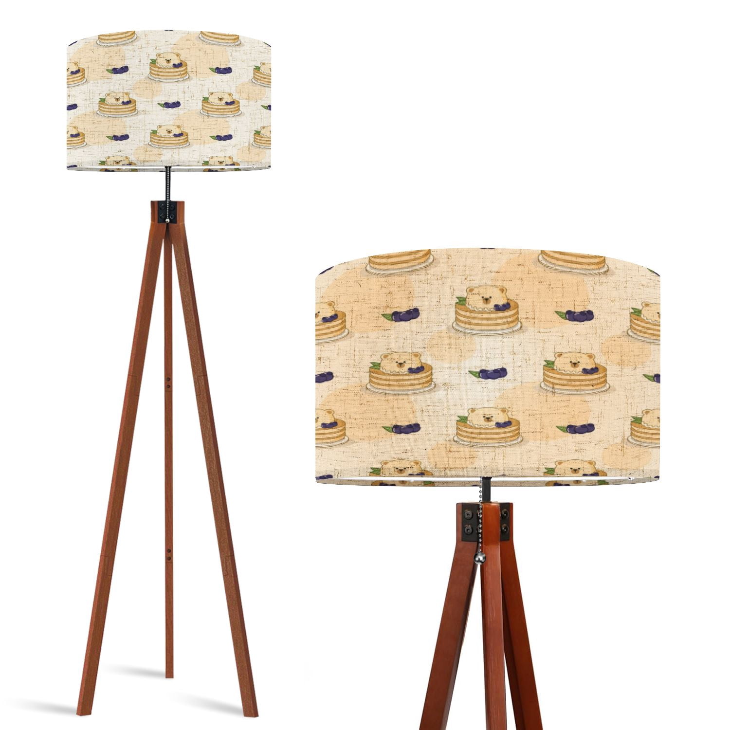 Wood Tripod Floor Lamp, Mid Century Wood Standing Lamp with 3 Color ...