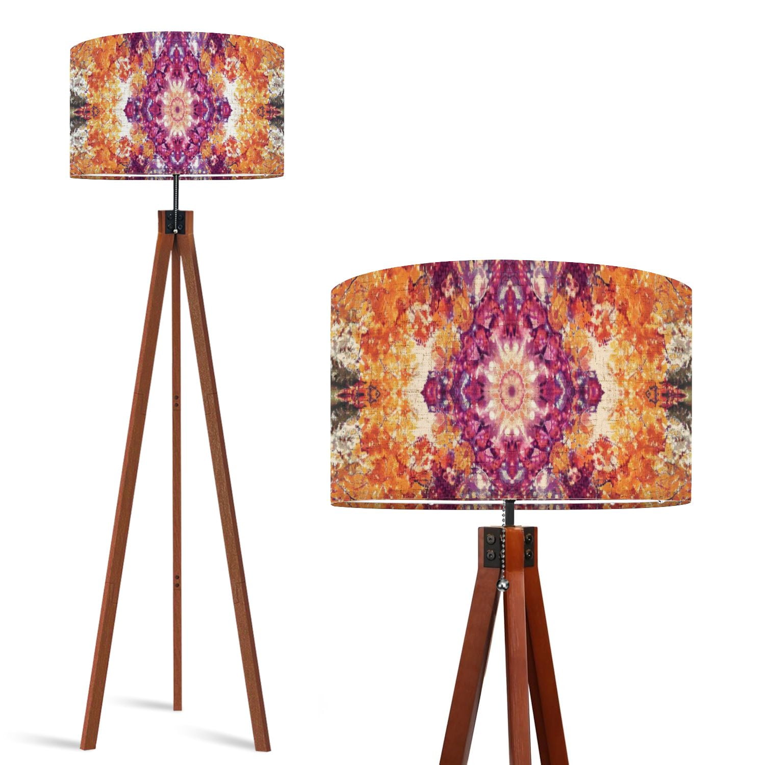 Wood Tripod Floor Lamp, Mid Century Wood Standing Lamp with 3 Color ...