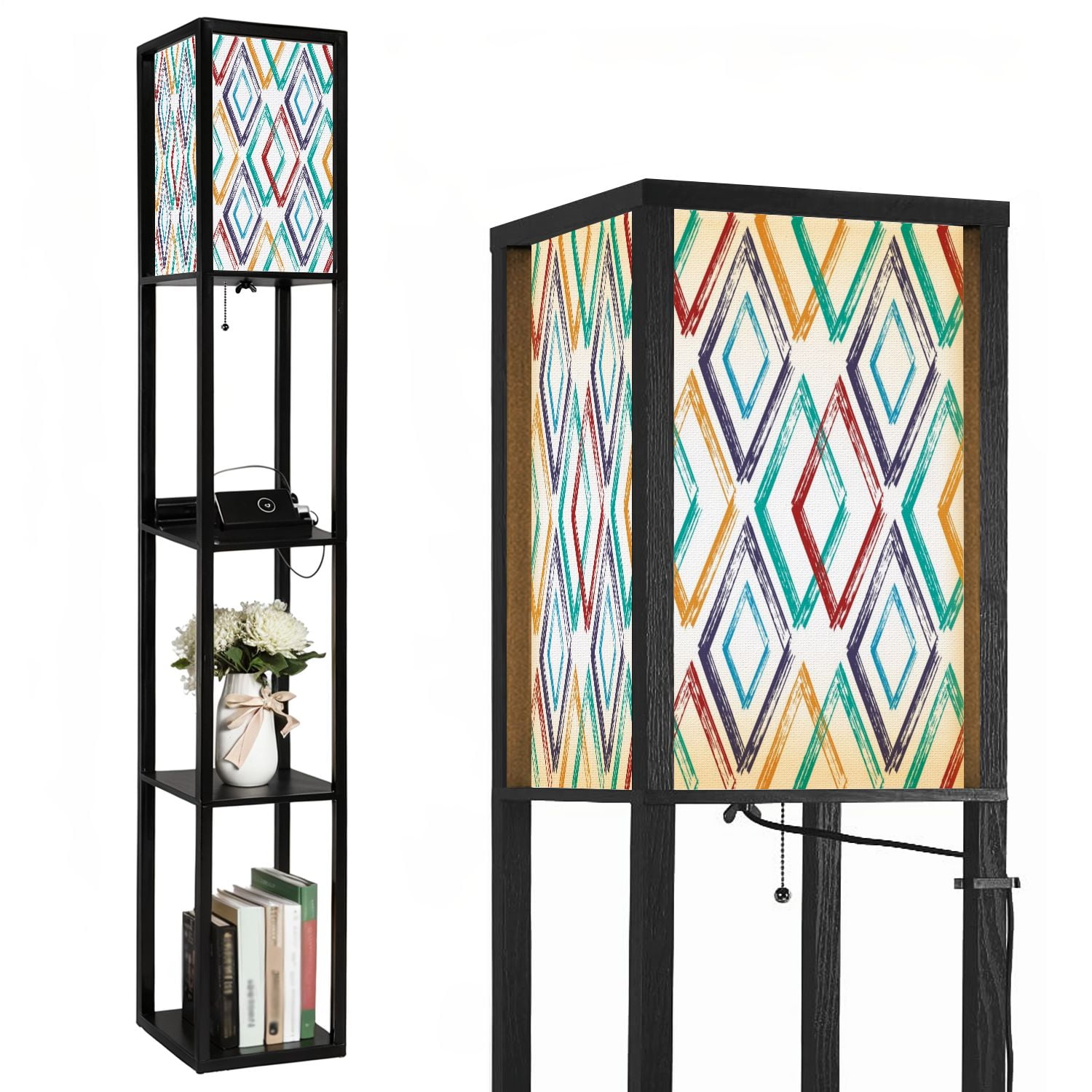 Wood Tripod Floor Lamp, Mid Century Wood Standing Lamp with 3 Color ...