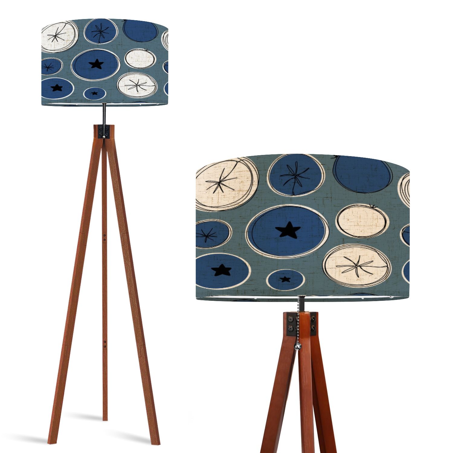 Wood Tripod Floor Lamp, Mid Century Wood Standing Lamp with 3 Color ...