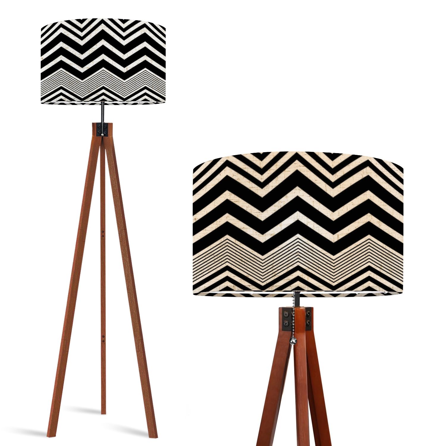 Wood Tripod Floor Lamp, Mid Century Wood Standing Lamp with 3 Color ...