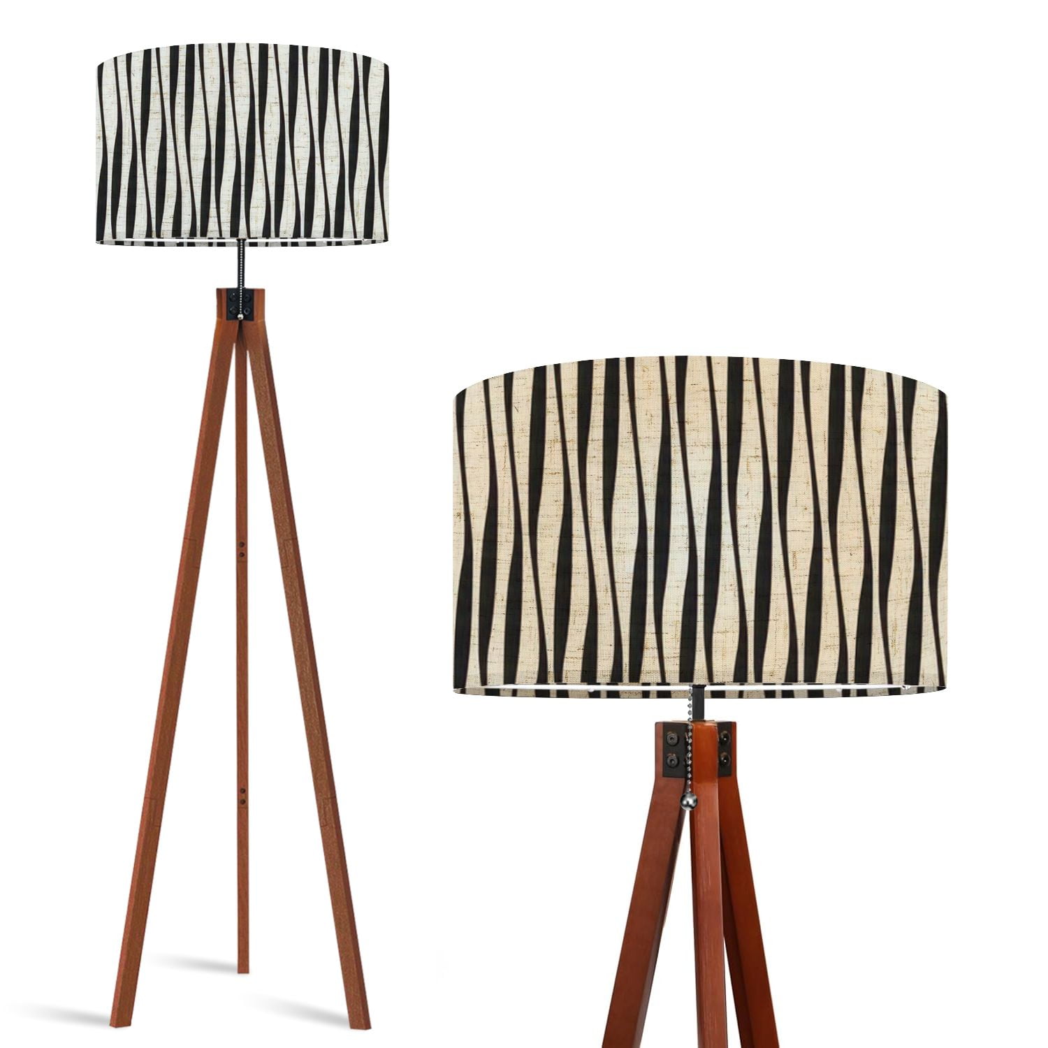 Wood Tripod Floor Lamp, Mid Century Wood Standing Lamp with 3 Color ...