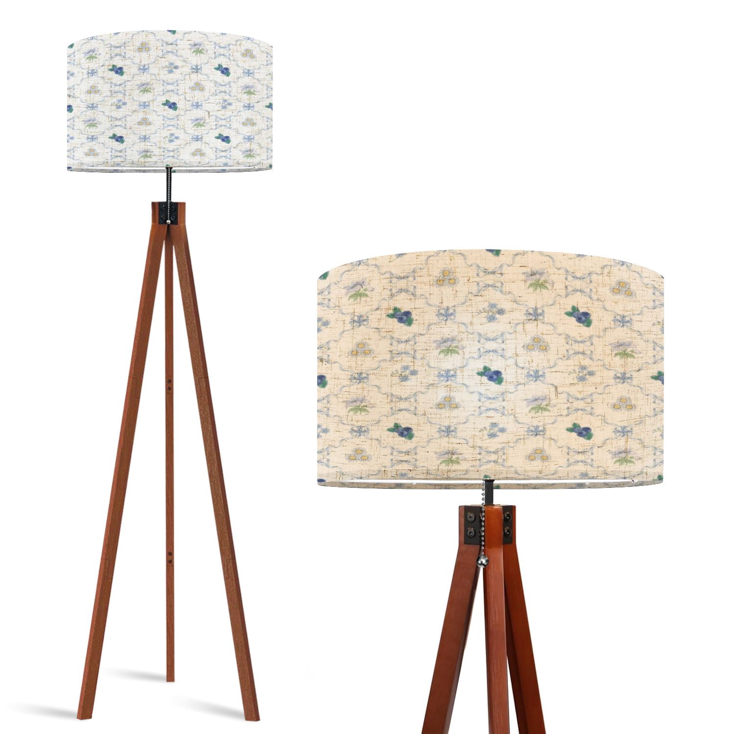 Wood Tripod Floor Lamp, Mid Century Wood Standing Lamp with 3 Color ...