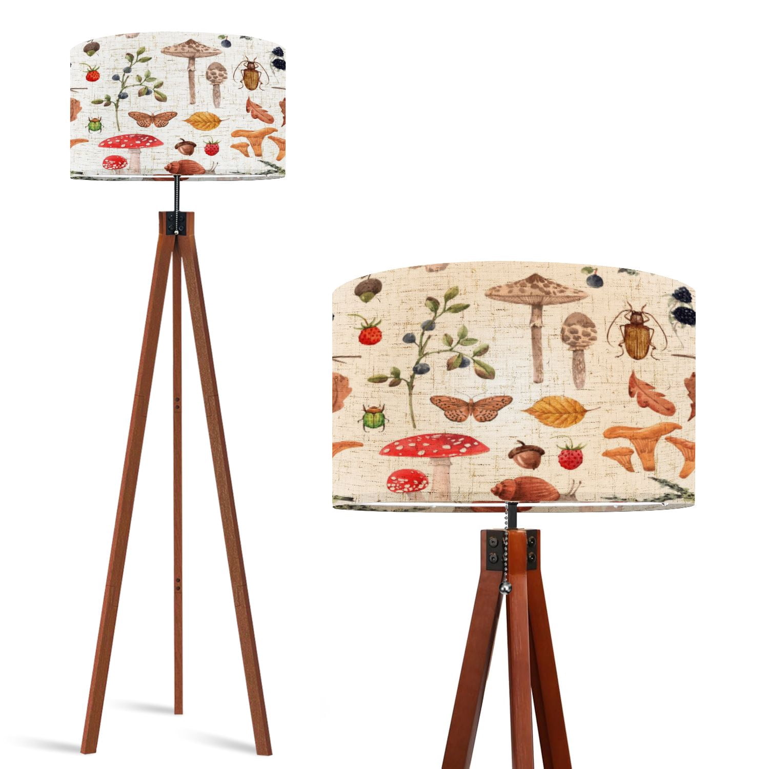 Wood Tripod Floor Lamp, Mid Century Wood Standing Lamp with 3 Color ...
