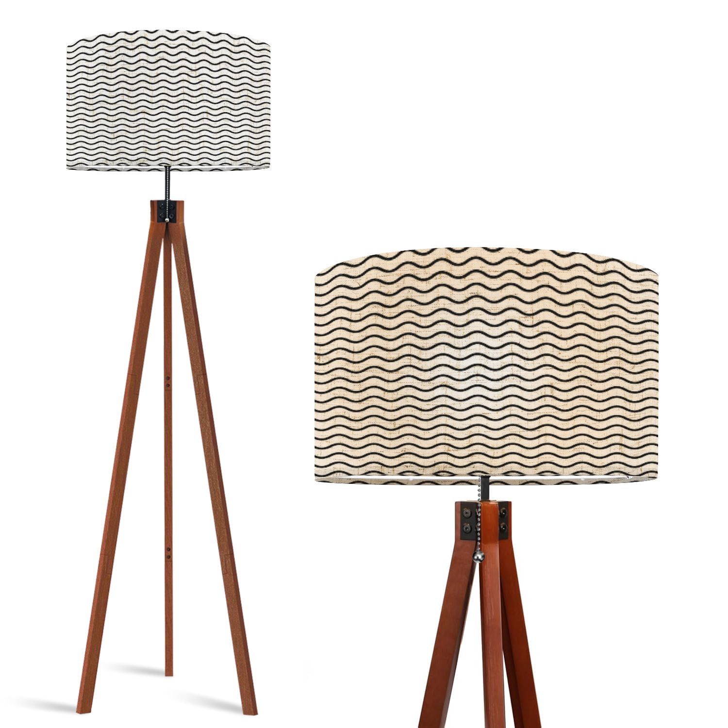 Wood Tripod Floor Lamp, Mid Century Wood Standing Lamp with 3 Color ...