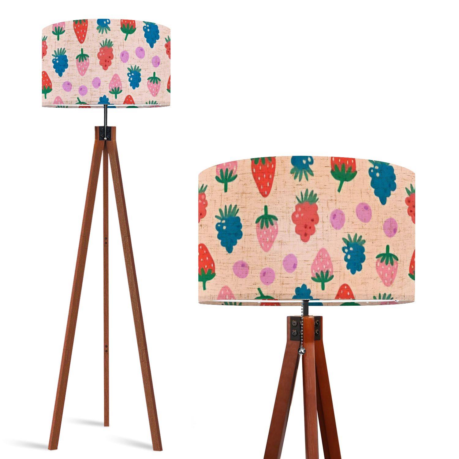 Wood Tripod Floor Lamp, Mid Century Wood Standing Lamp with 3 Color ...
