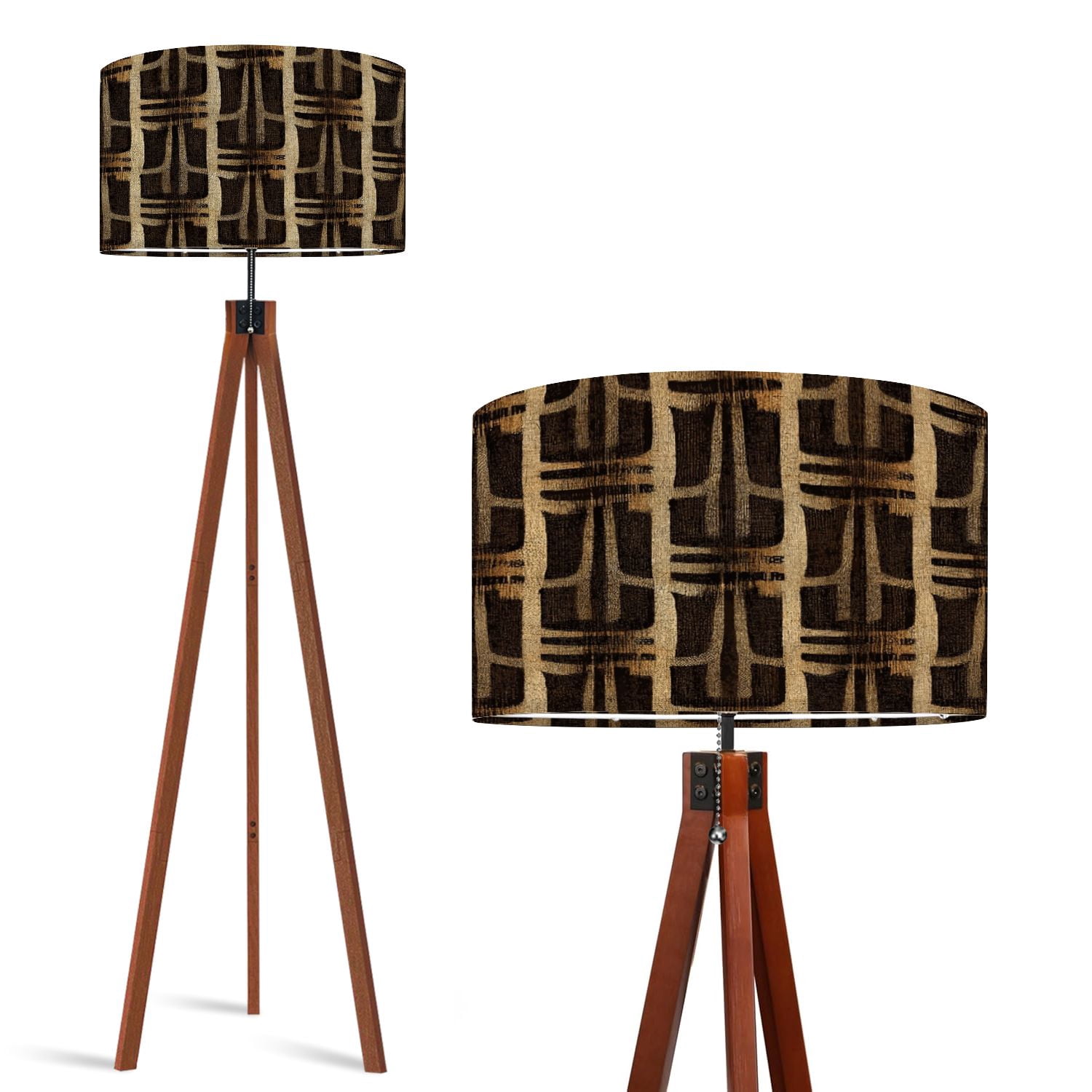 Wood Tripod Floor Lamp, Mid Century Wood Standing Lamp with 3 Color ...