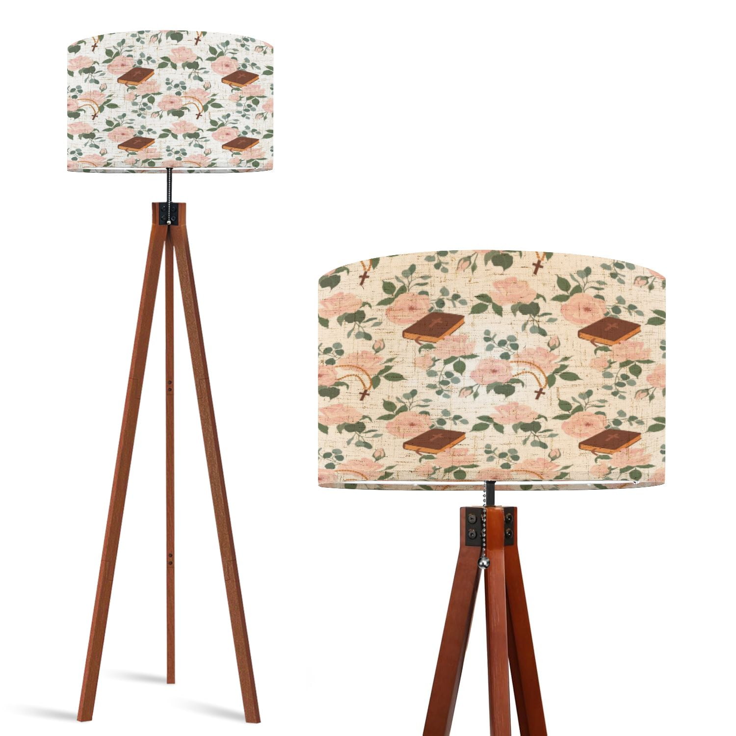 Wood Tripod Floor Lamp, Mid Century Wood Standing Lamp with 3 Color ...