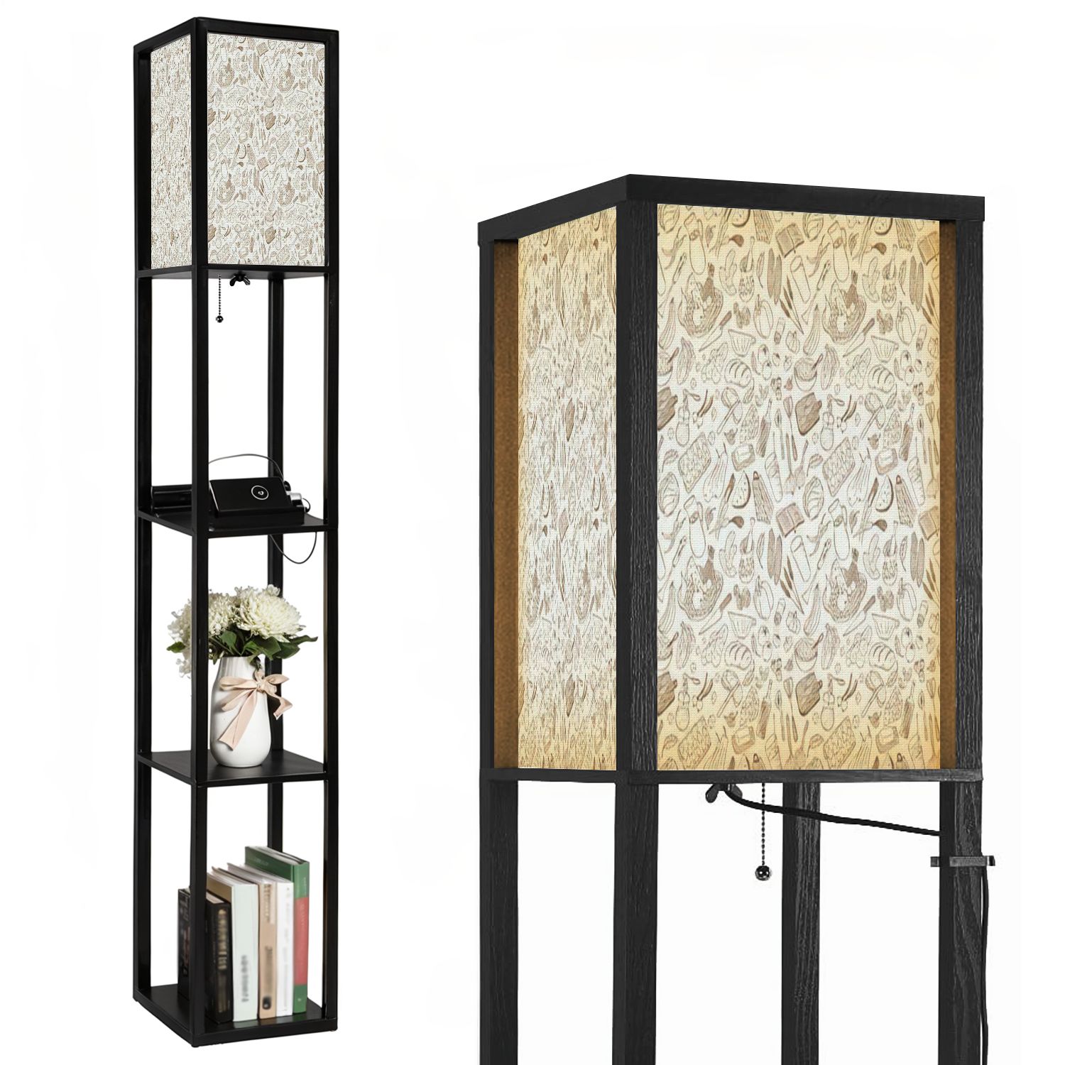 Wood Tripod Floor Lamp, Mid Century Wood Standing Lamp with 3 Color ...
