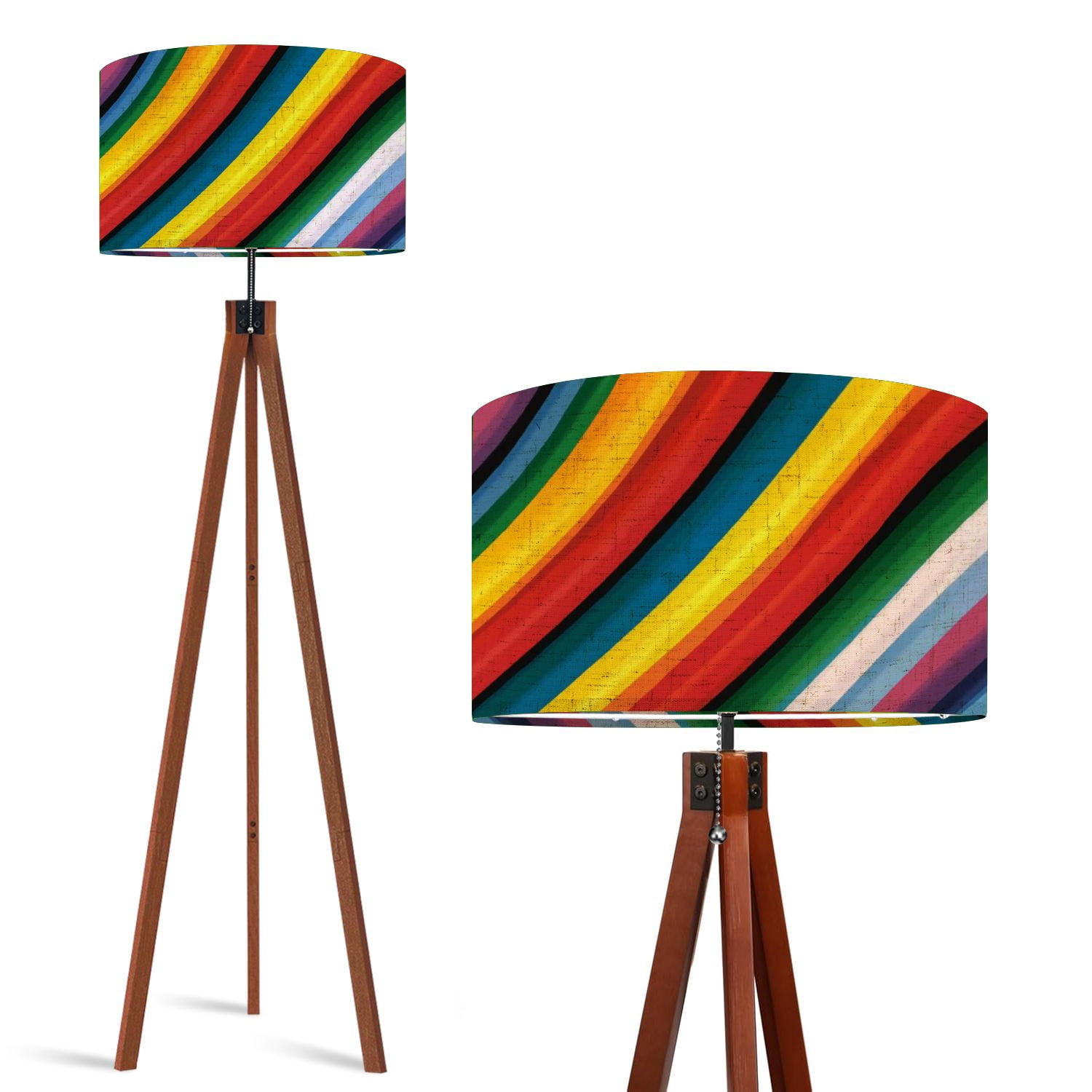 Wood Tripod Floor Lamp, Mid Century Wood Standing Lamp with 3 Color ...