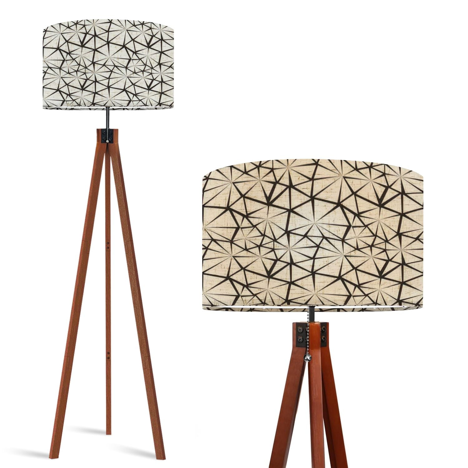 Wood Tripod Floor Lamp, Mid Century Wood Standing Lamp with 3 Color ...