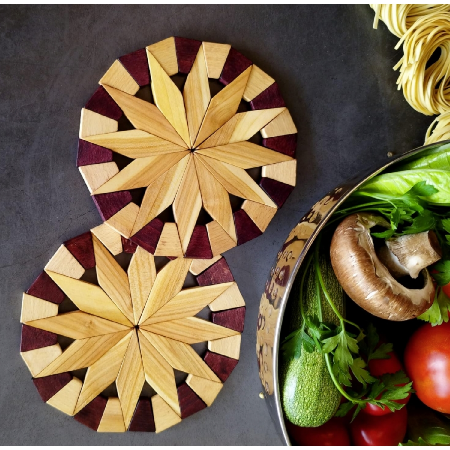 Wood Trivets for Hot Dishes, Table and Kitchen Counter Set of 2 – Made ...