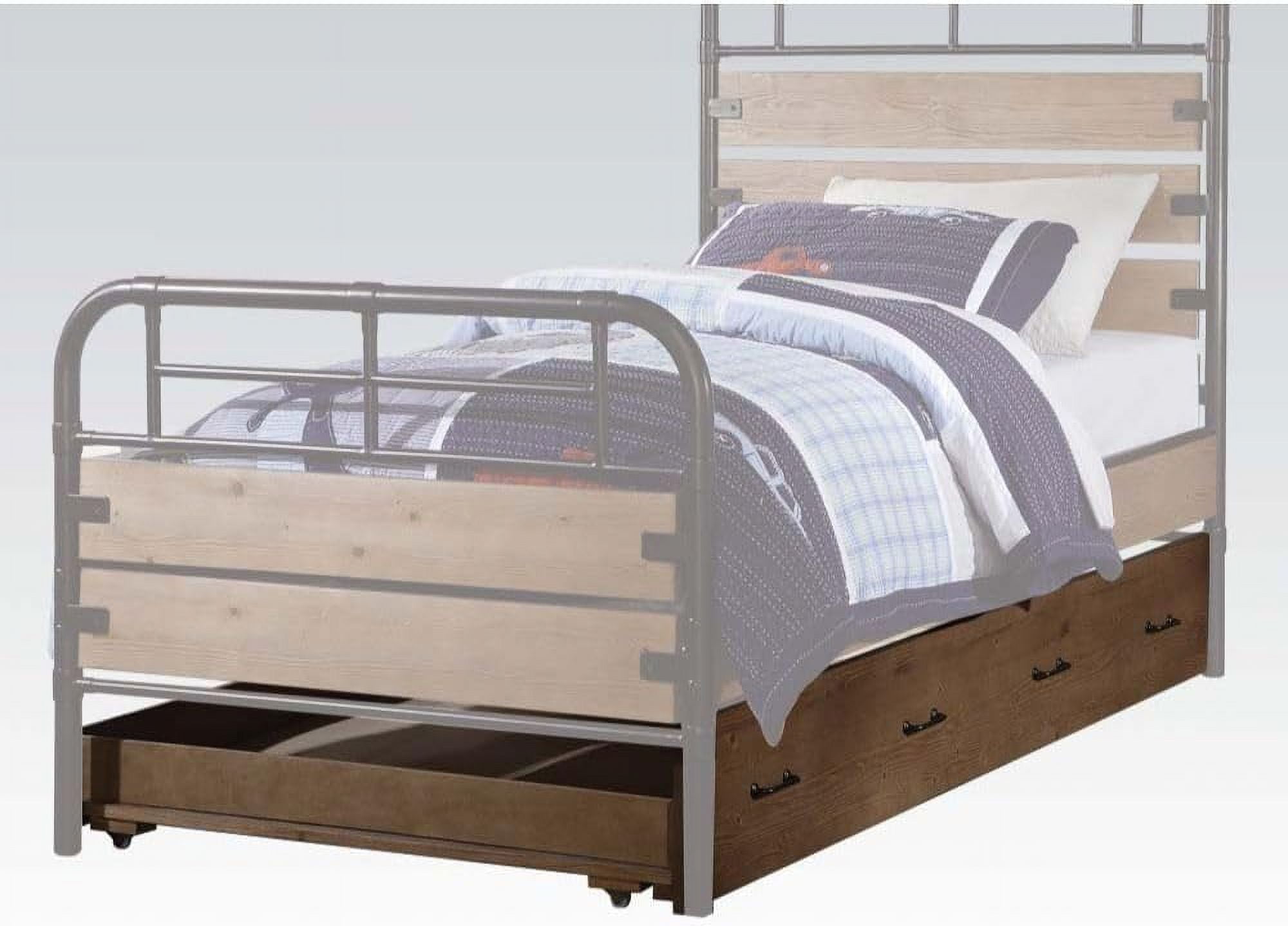 Wood Trundle with 4 Caster Wheels in Antique Oak Wood - Walmart.com