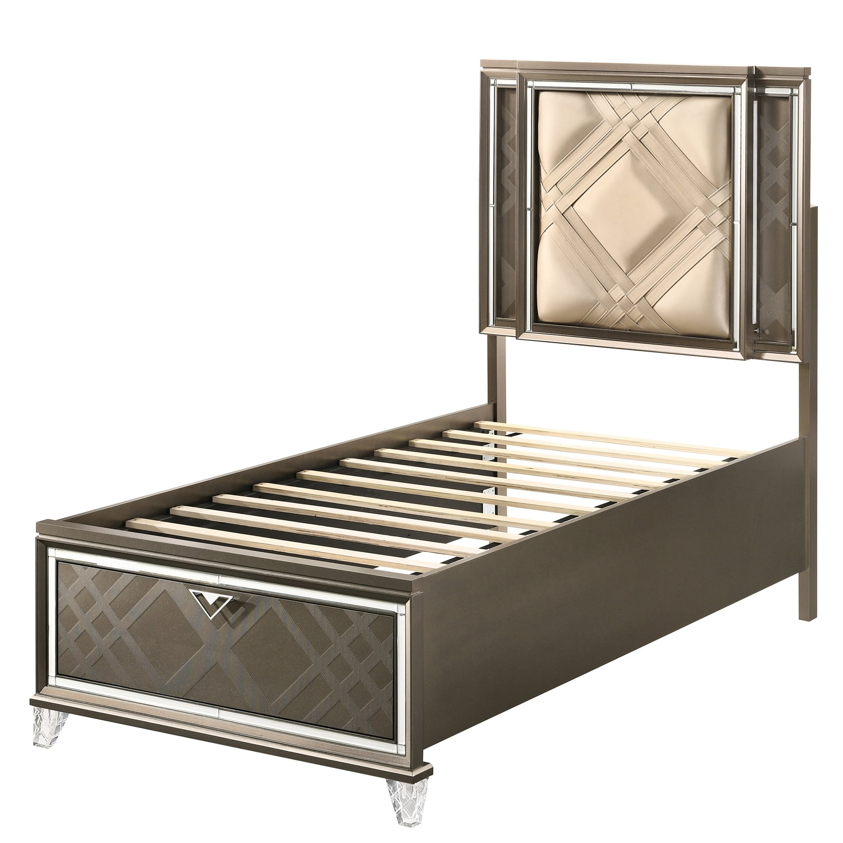 Wood Twin Bed with Storage / Low - profile Design for Modern Look ...