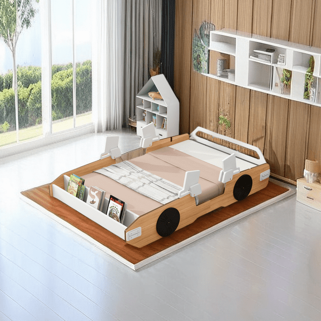 Wood Twin Size Racing Car Bed with Door Design and Storage - Walmart.com