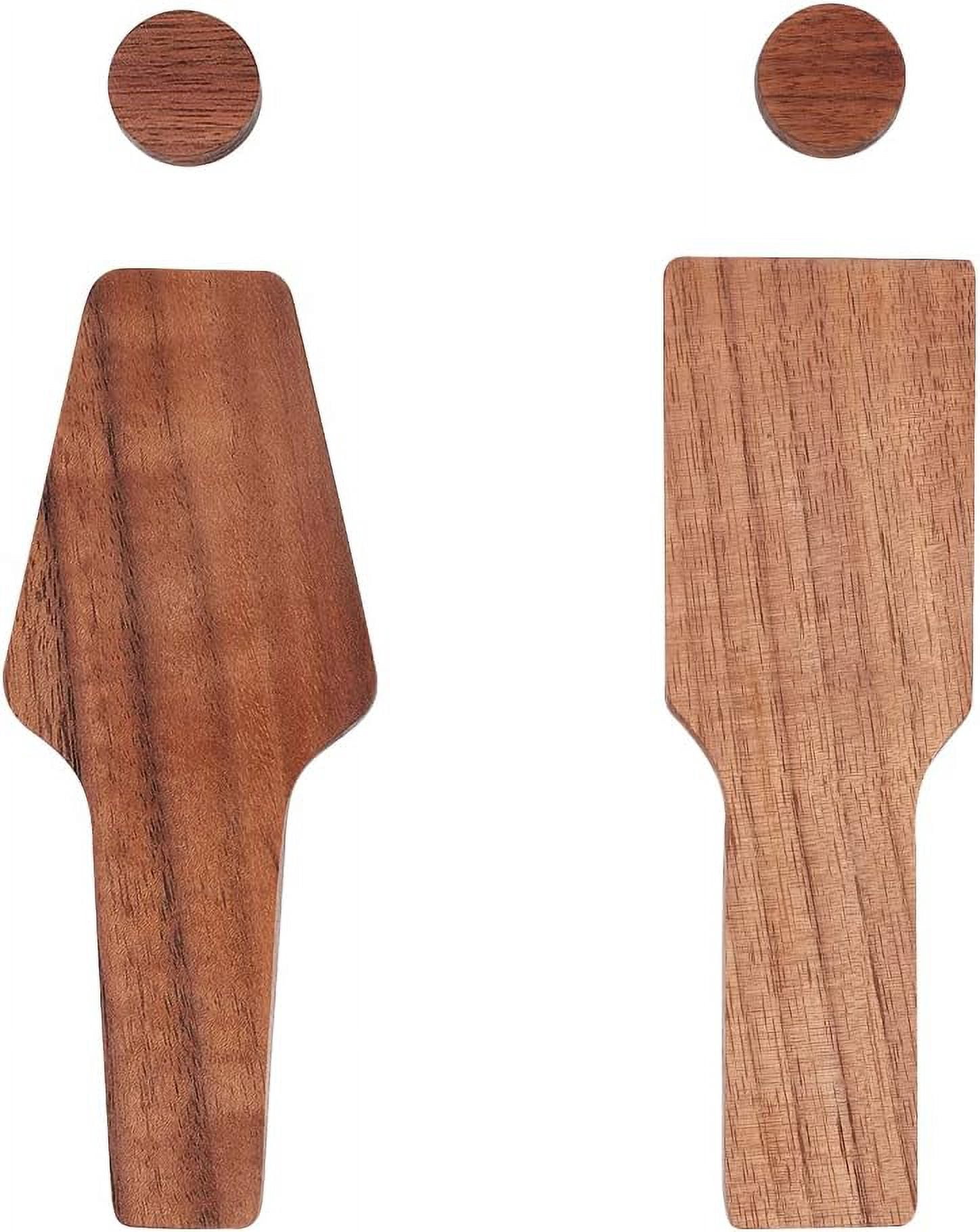 Wood Unisex Restroom Sign Modern Braille Public Bathroom Signs Wooden ...