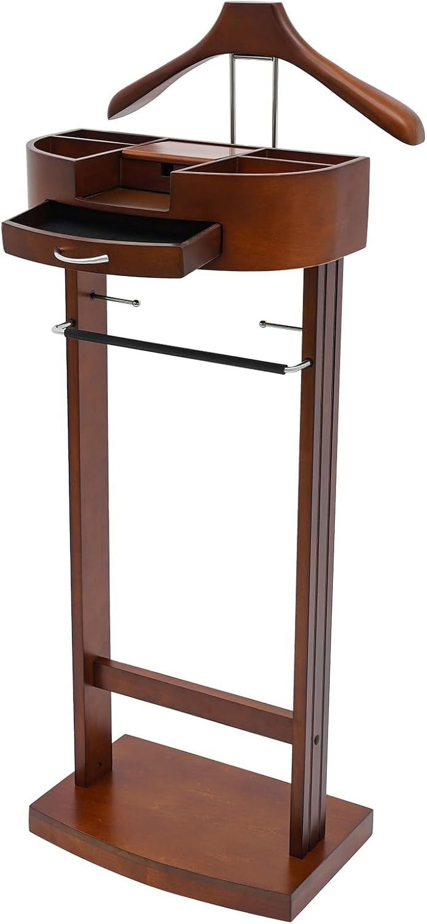 Wood Valet Stand with Drawer | Freestanding Clothing Valet Stand with ...