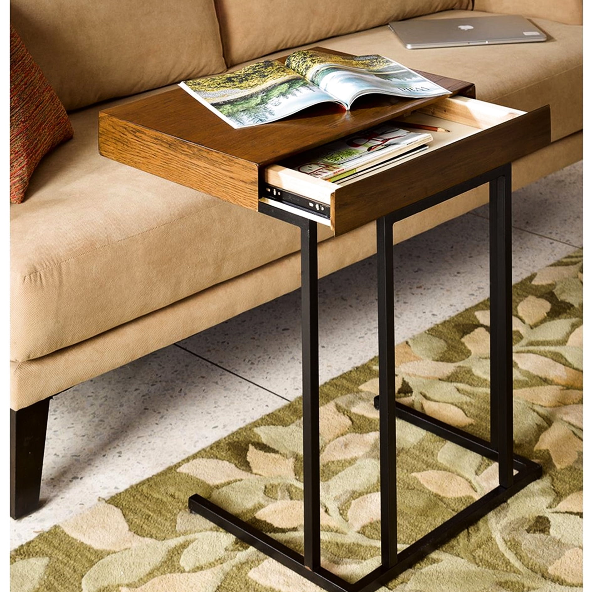 Wood Veneer Pull Up Table - Modern Design With Metal Base Eye-catching , Solid Wood, - Walmart.com