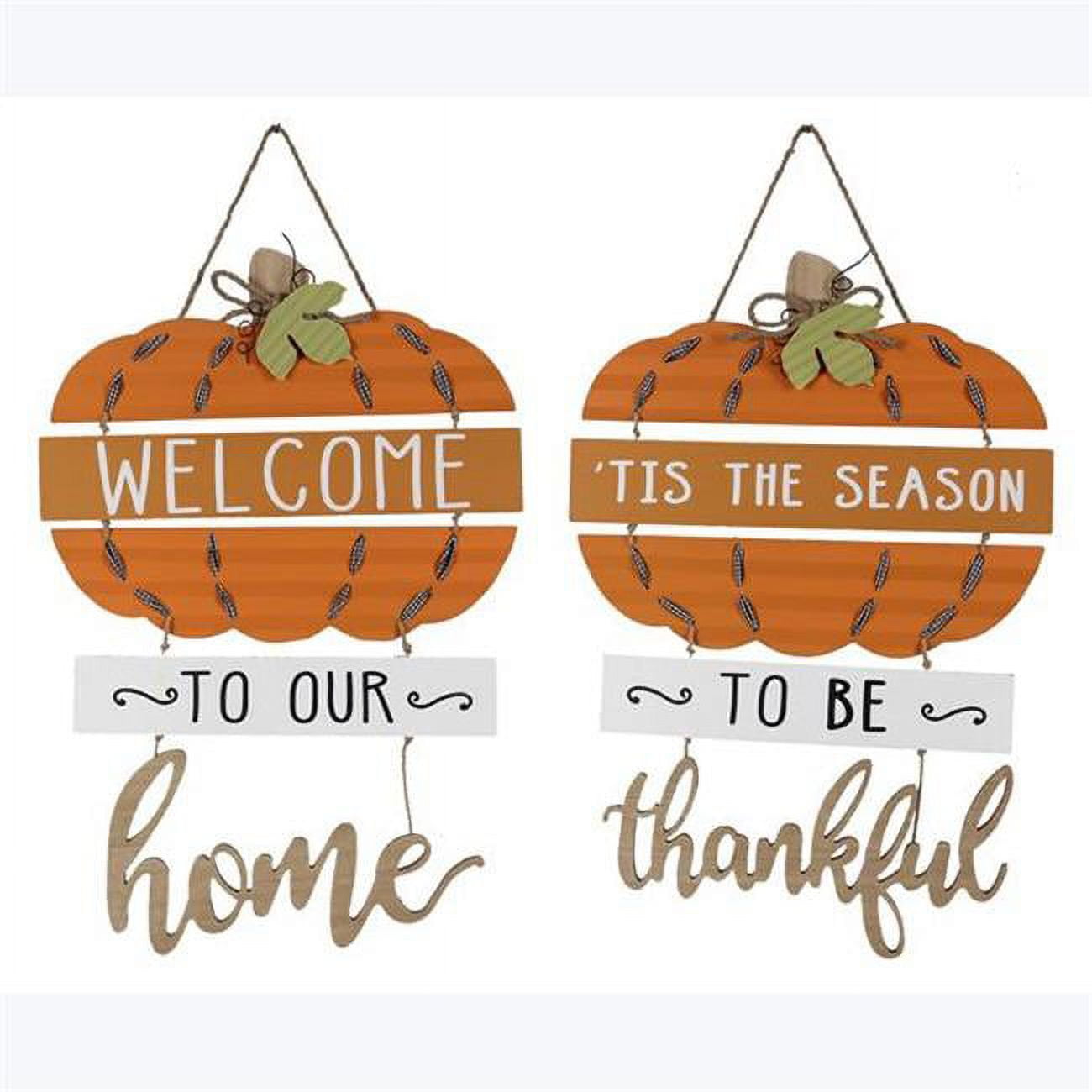 Wood & Waffle Tin Slat Board Pumpkin Wall Sign with Cutout Word ...