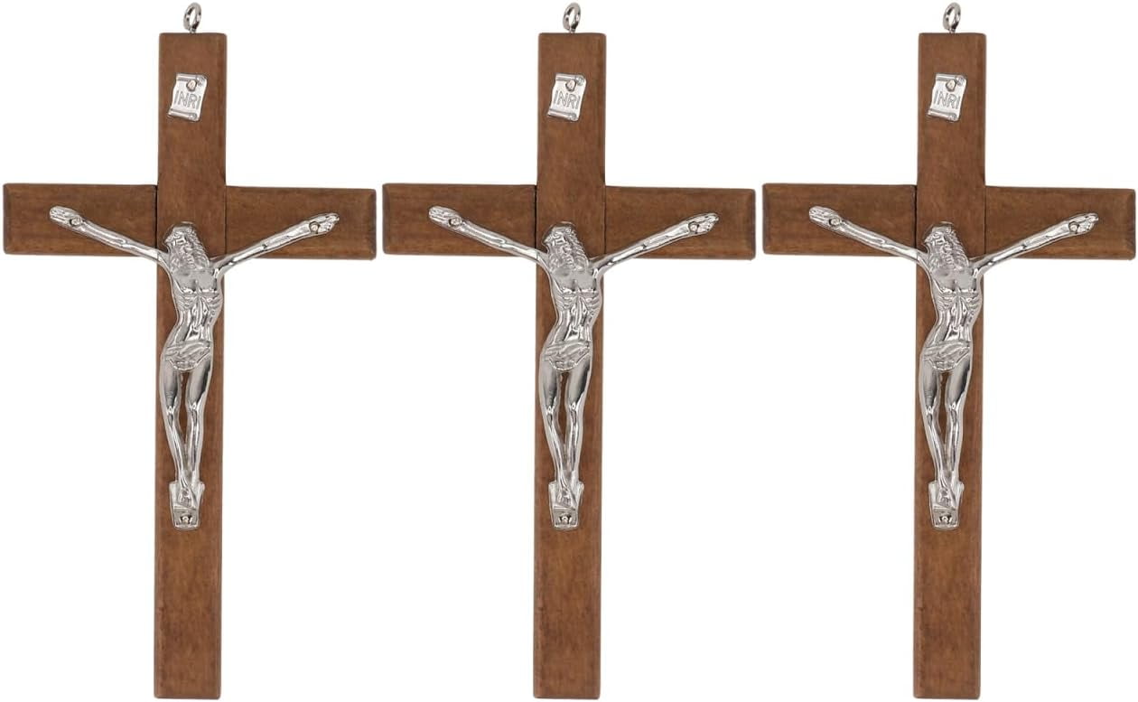 Wood Wall Art 3 Pack - 5-Inch Medal Holy Small Crucifix Cross Catholic ...