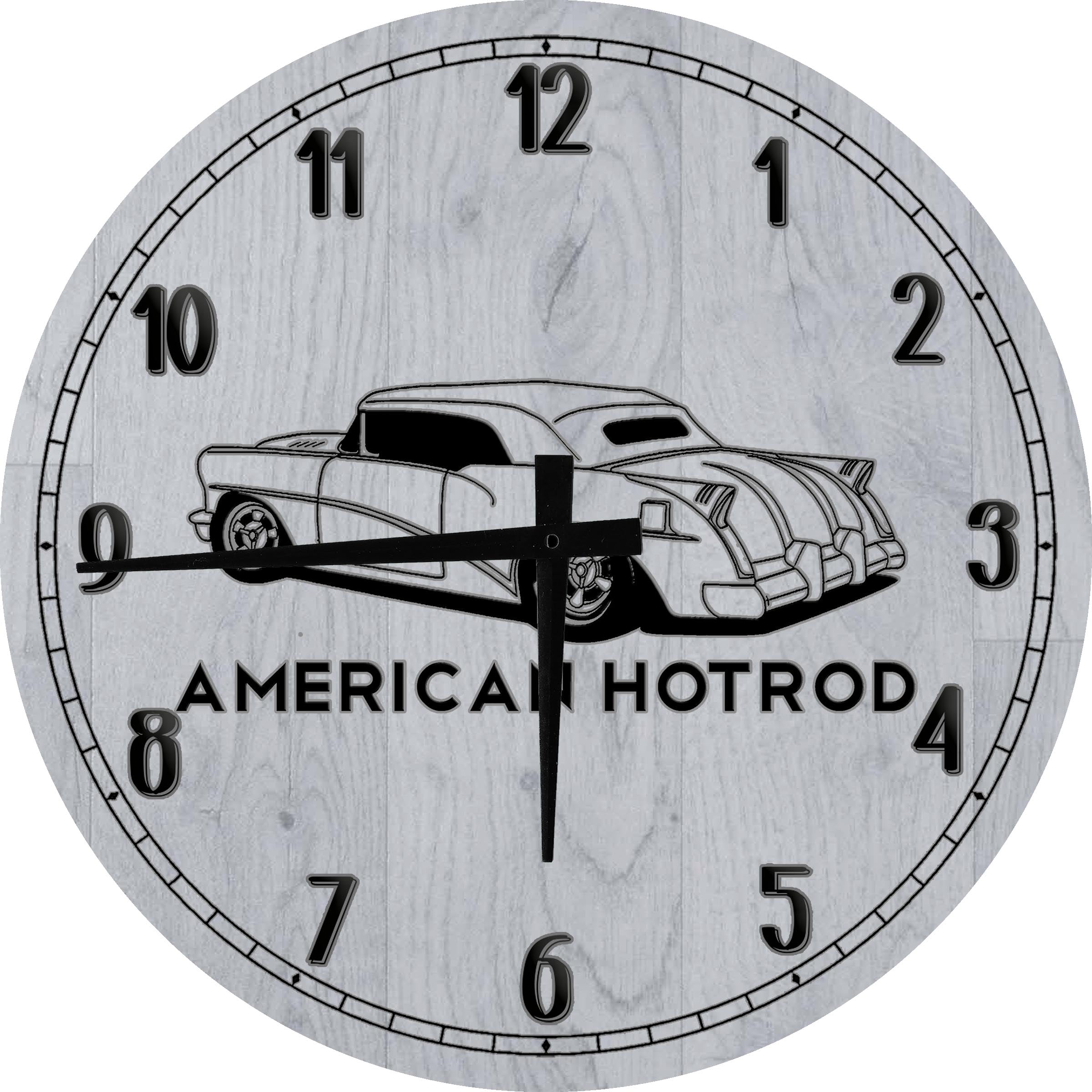 Wood Wall Clock 12 Inch American Hotrod Rally Racing Big Block Car ...