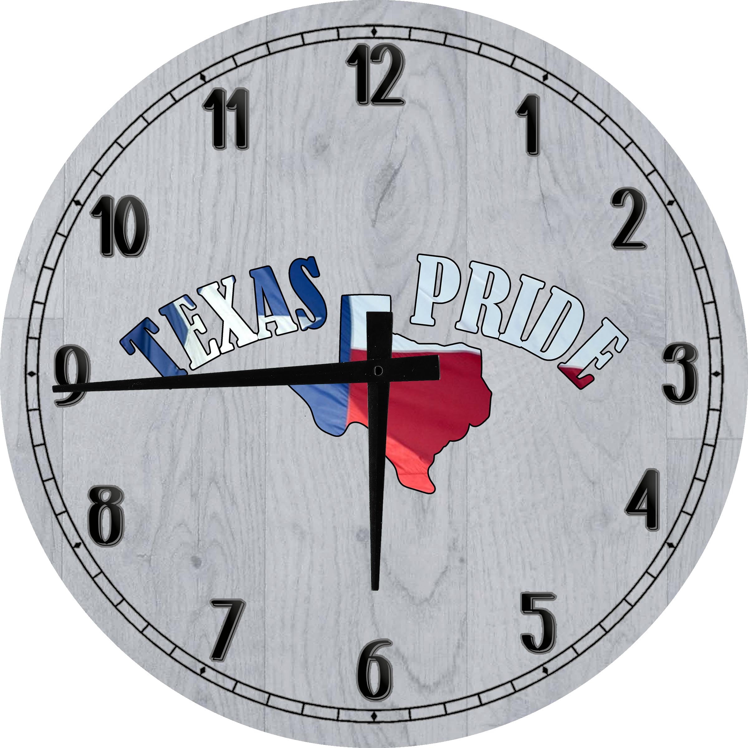 Wood Wall Clock 12 Inch American Wall Art Texas Pride Waving Flag Clock ...