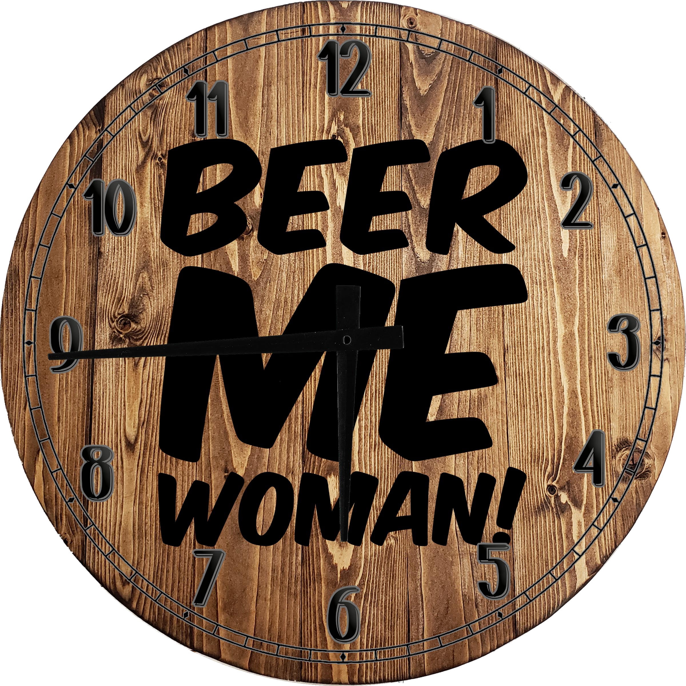 Wood Wall Clock 12 Inch Bar Wall Art Beer Me Woman Funny Husband ...