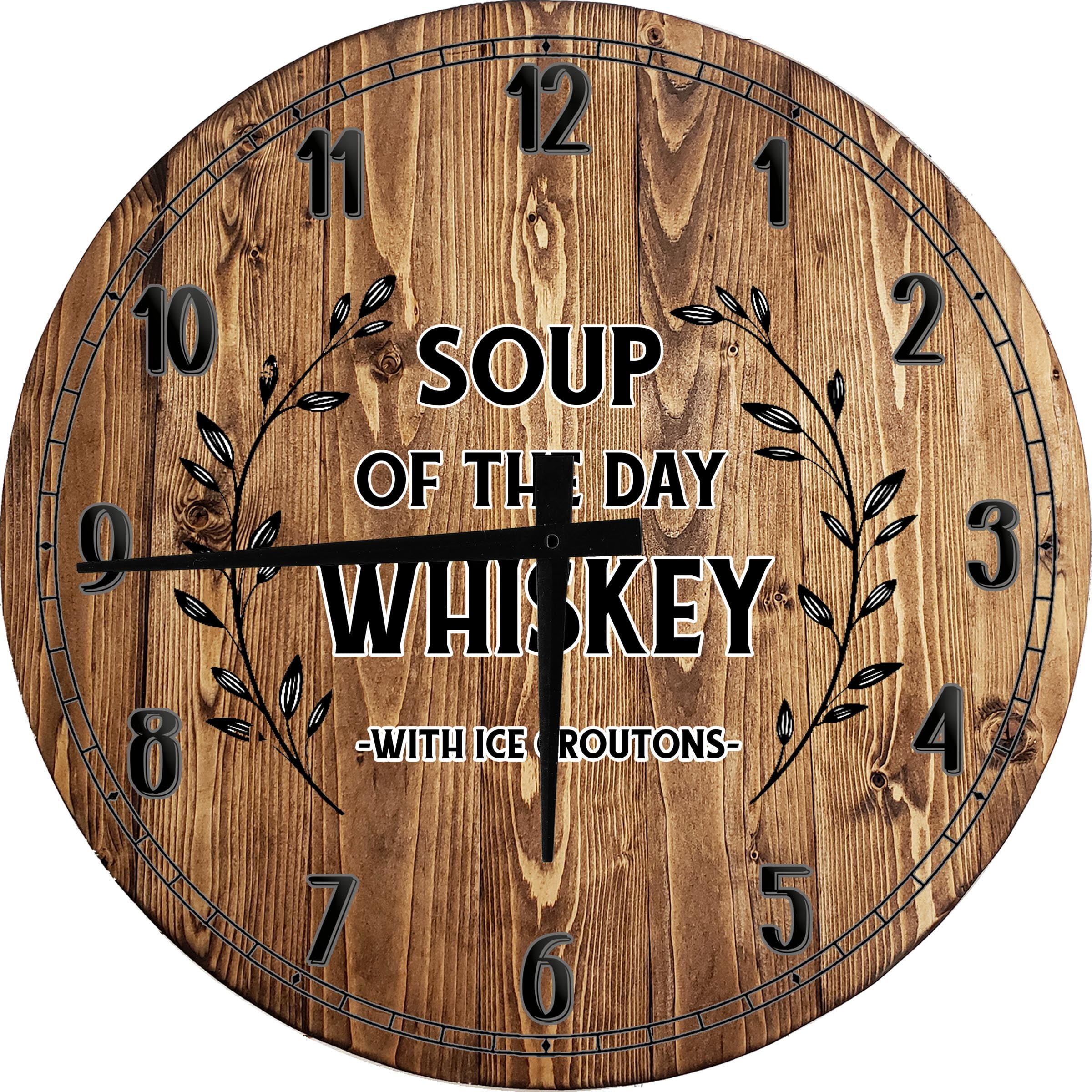 Wood Wall Clock 12 Inch Bar Wall Art Soup of The Day Whiskey Funny ...
