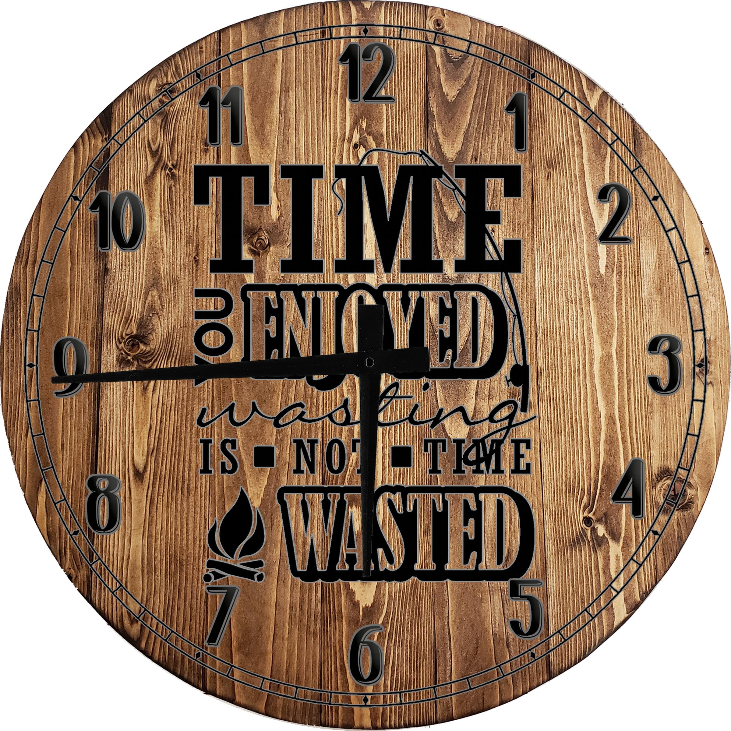 Wood Wall Clock 12 Inch Camping Wall Art Time You Enjoyed is Not Time ...