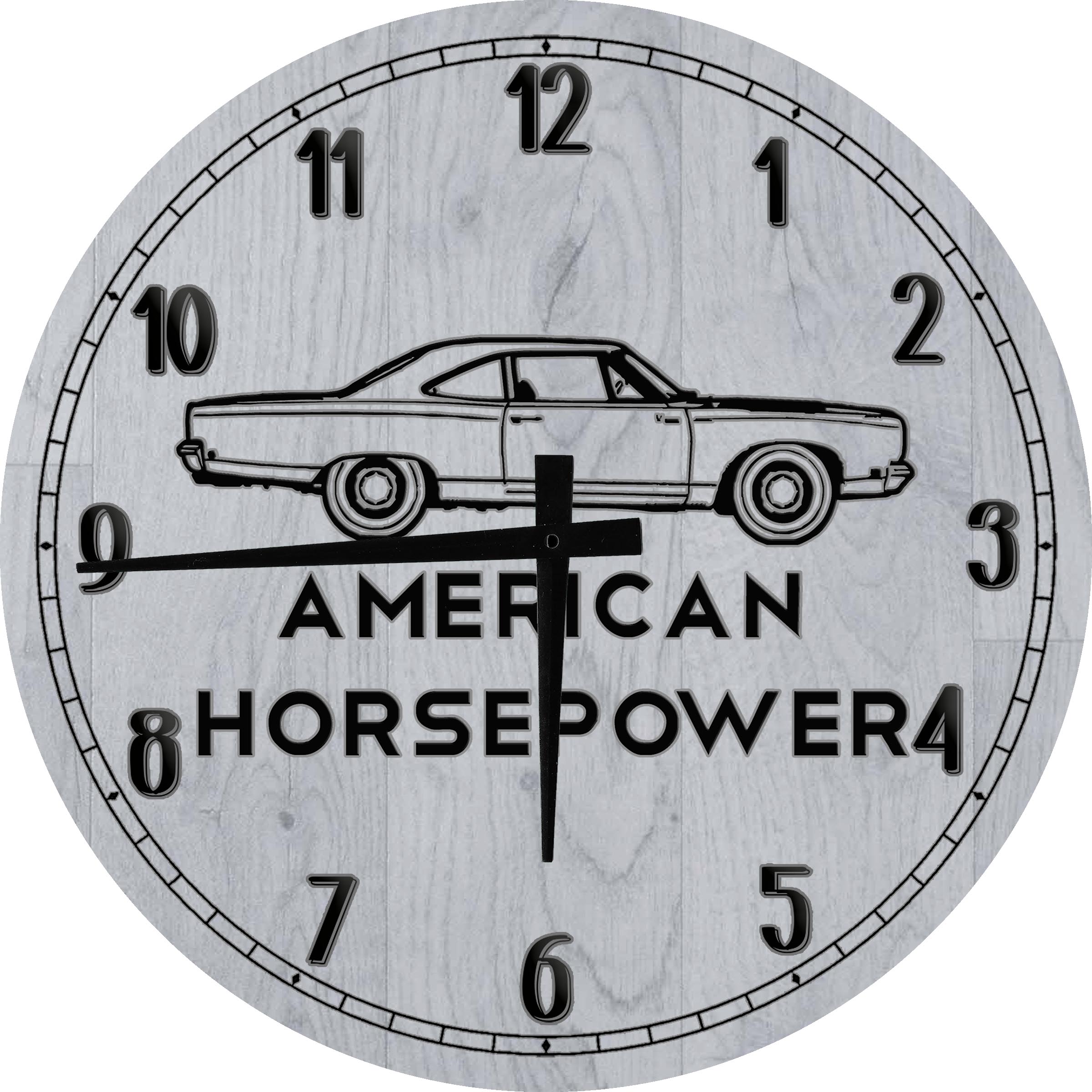 Wood Wall Clock 12 Inch Car Wall Art American Horsepower muscle car ...