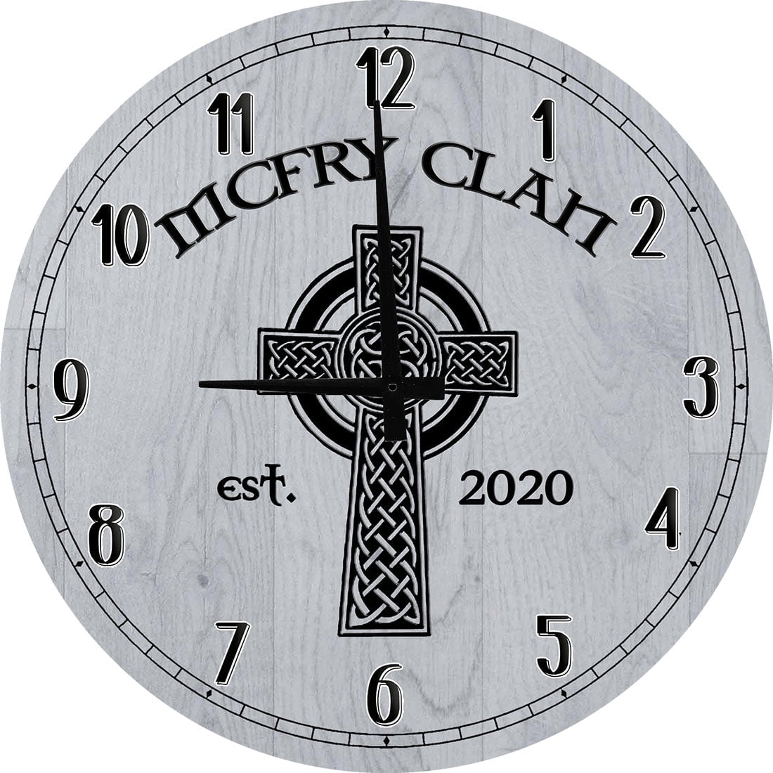 Wood Wall Clock 12 Inch Celtic Irish Cross Knot Round Small Battery ...