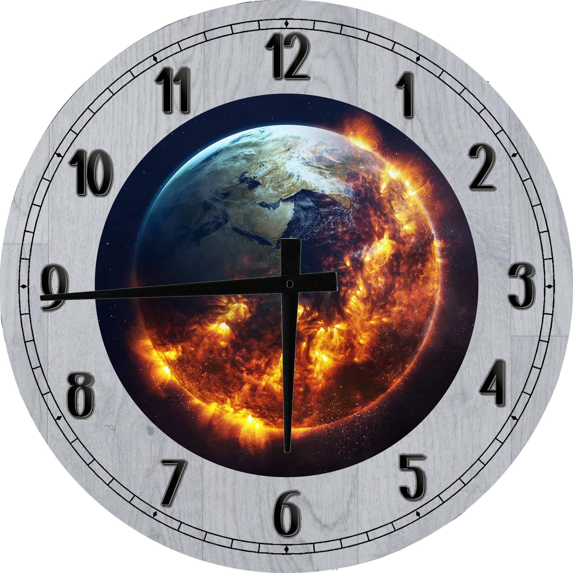 Wood Wall Clock 12 Inch Doomsday Clock End of The World Art Round Small ...