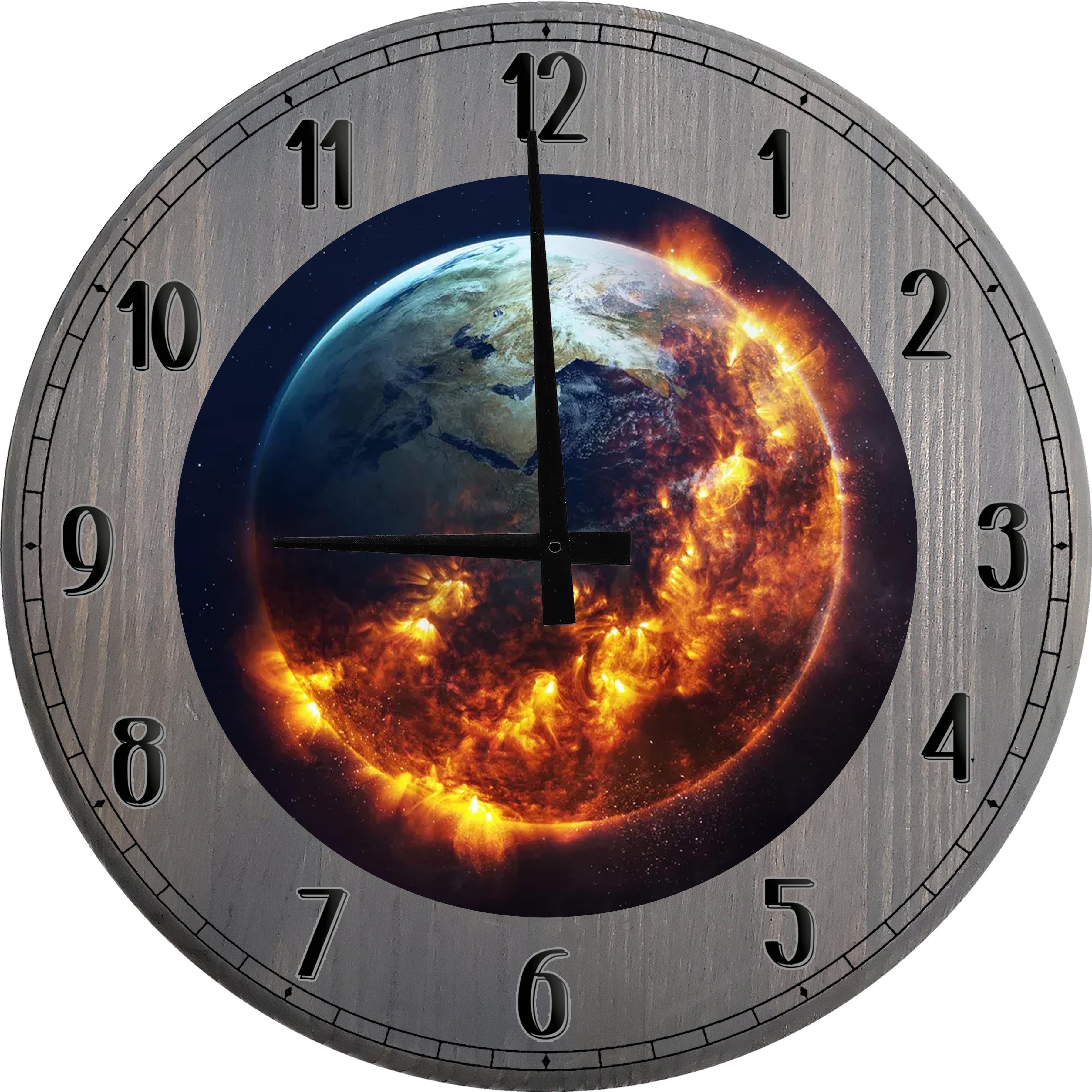 Wood Wall Clock 12 Inch Doomsday Clock End of the World Wall Decor Art ...