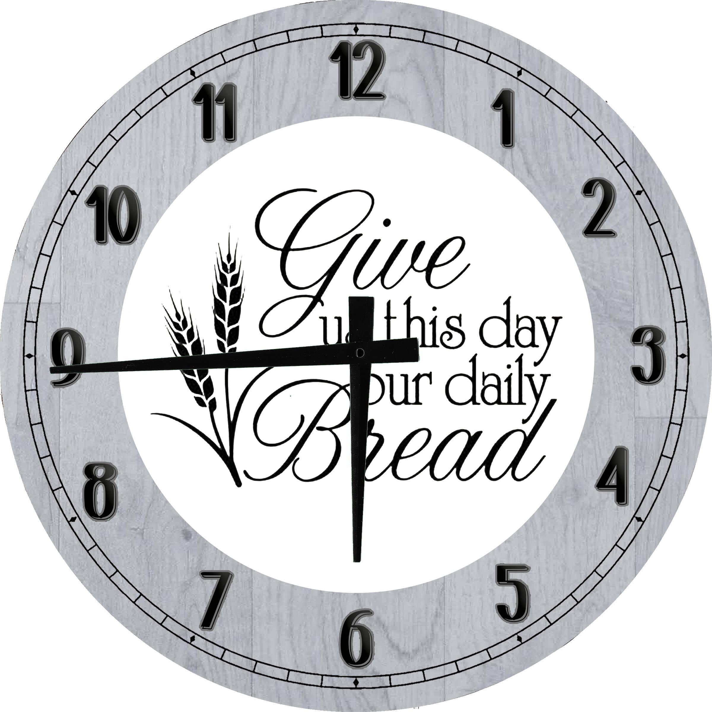 Wood Wall Clock 12 Inch Give Us This Day Or Daily Bread Wall Art for ...