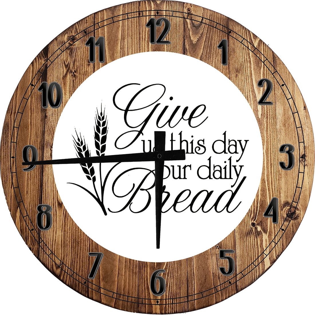 Wood Wall Clock 12 Inch Give Us This Day Or Daily Bread Wall Art for ...