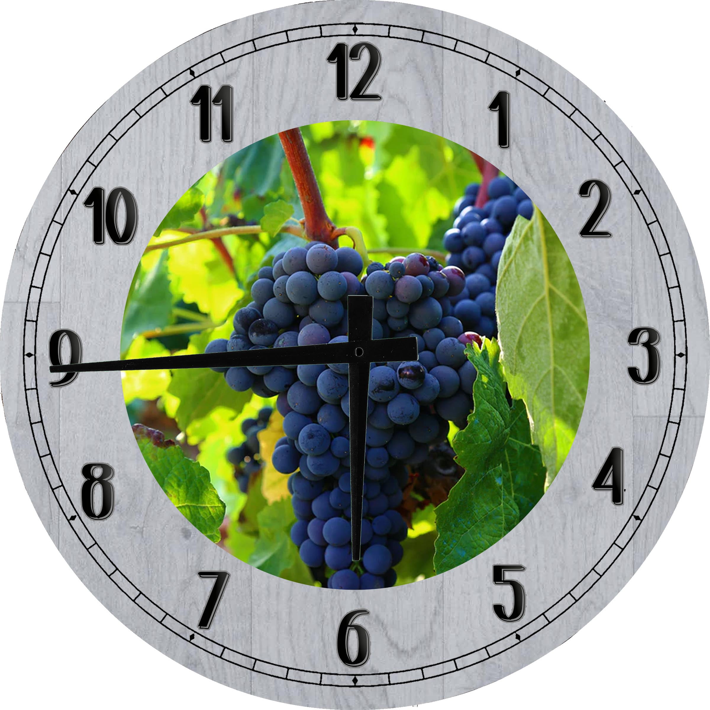 Wood Wall Clock 12 Inch Grape Wall Art Purple for Kitchen Round Small ...