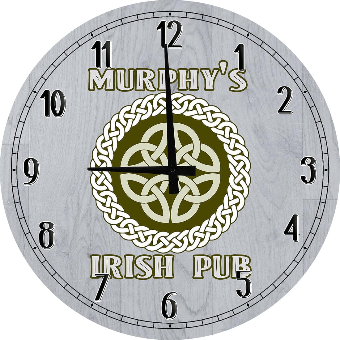 Wood Wall Clock 12 Inch Irish Pub Ireland Celtic Knot Round Small ...