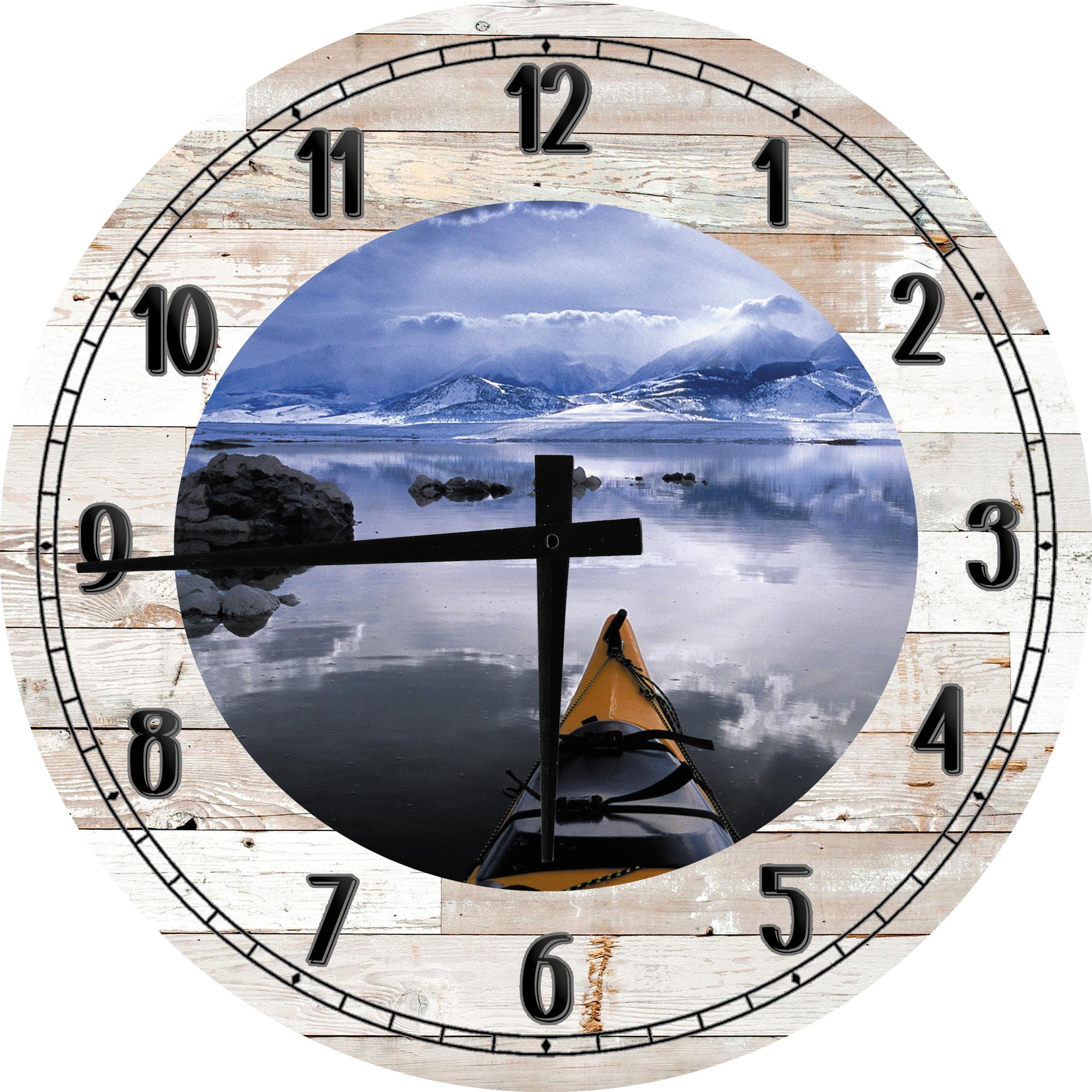 Wood Wall Clock 12 Inch Ocean Wall Art Alaska Sea Kayak in The Ocean ...