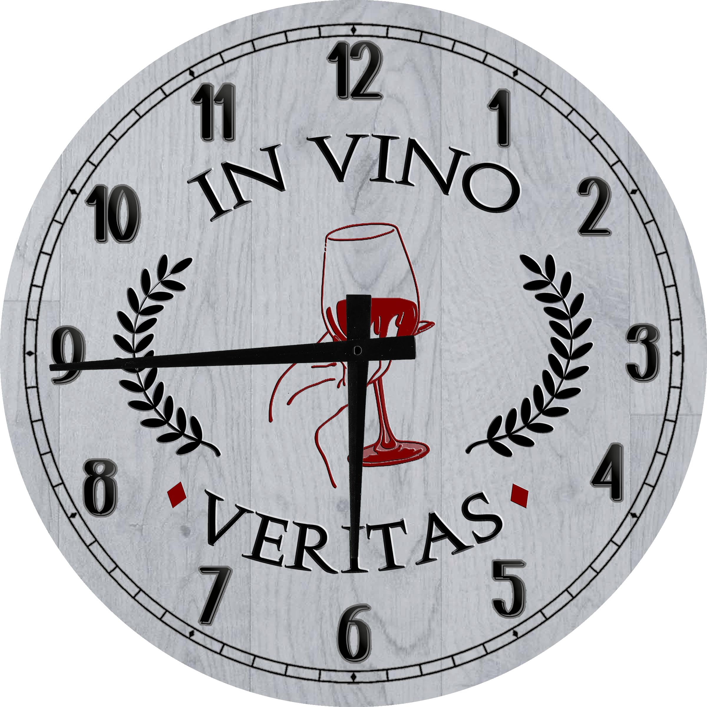 Wood Wall Clock 12 Inch Wine Wall Art in Vino Veritas Red Wine Round ...