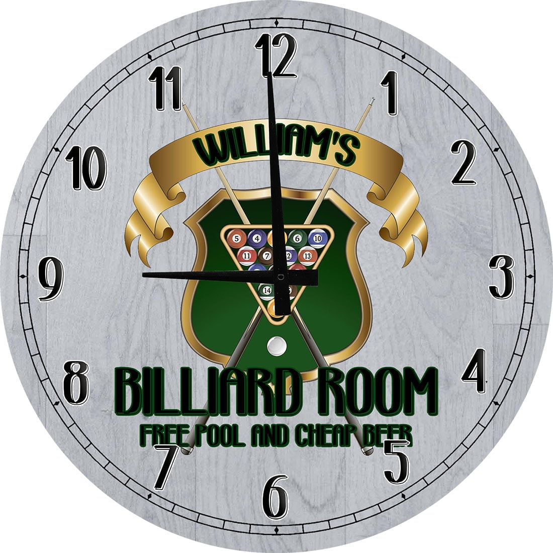 Wood Wall Clock 18 Inch Round Billiard Room Pool & Beer Game Room Round ...