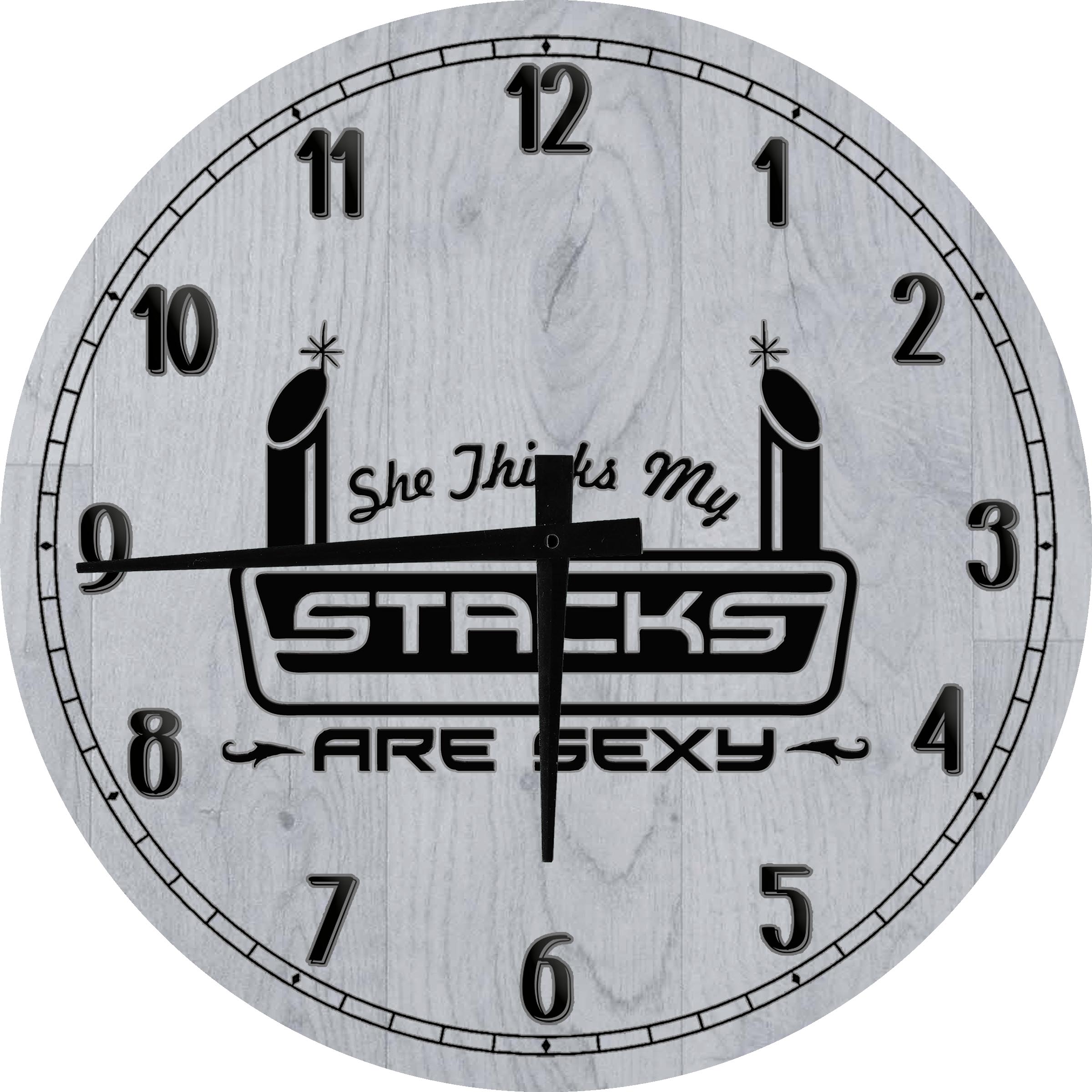 Wood Wall Clock 18 Inch Round Clocks for Men Sexy Stacks Mechanic ...