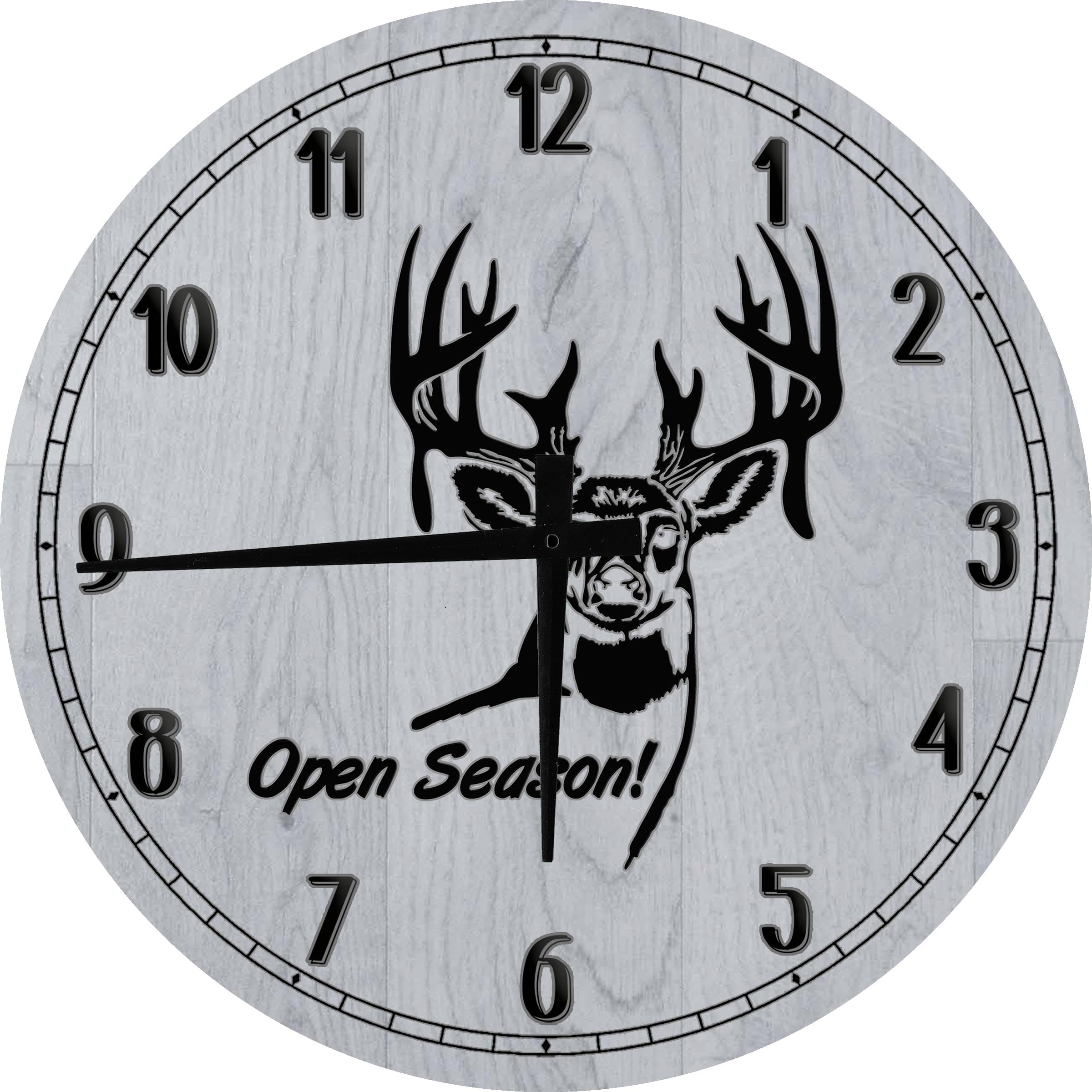 Wood Wall Clock 18 Inch Round Deer Wall Art Big Buck Open Season! Deer ...